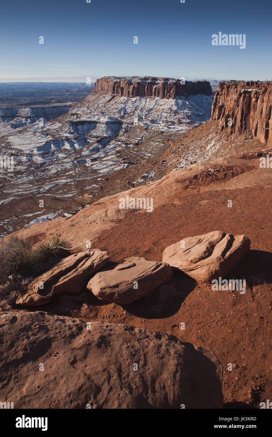 USA, Utah, Moab, Canyonlands National Park, Grand View Overlook, winter ...