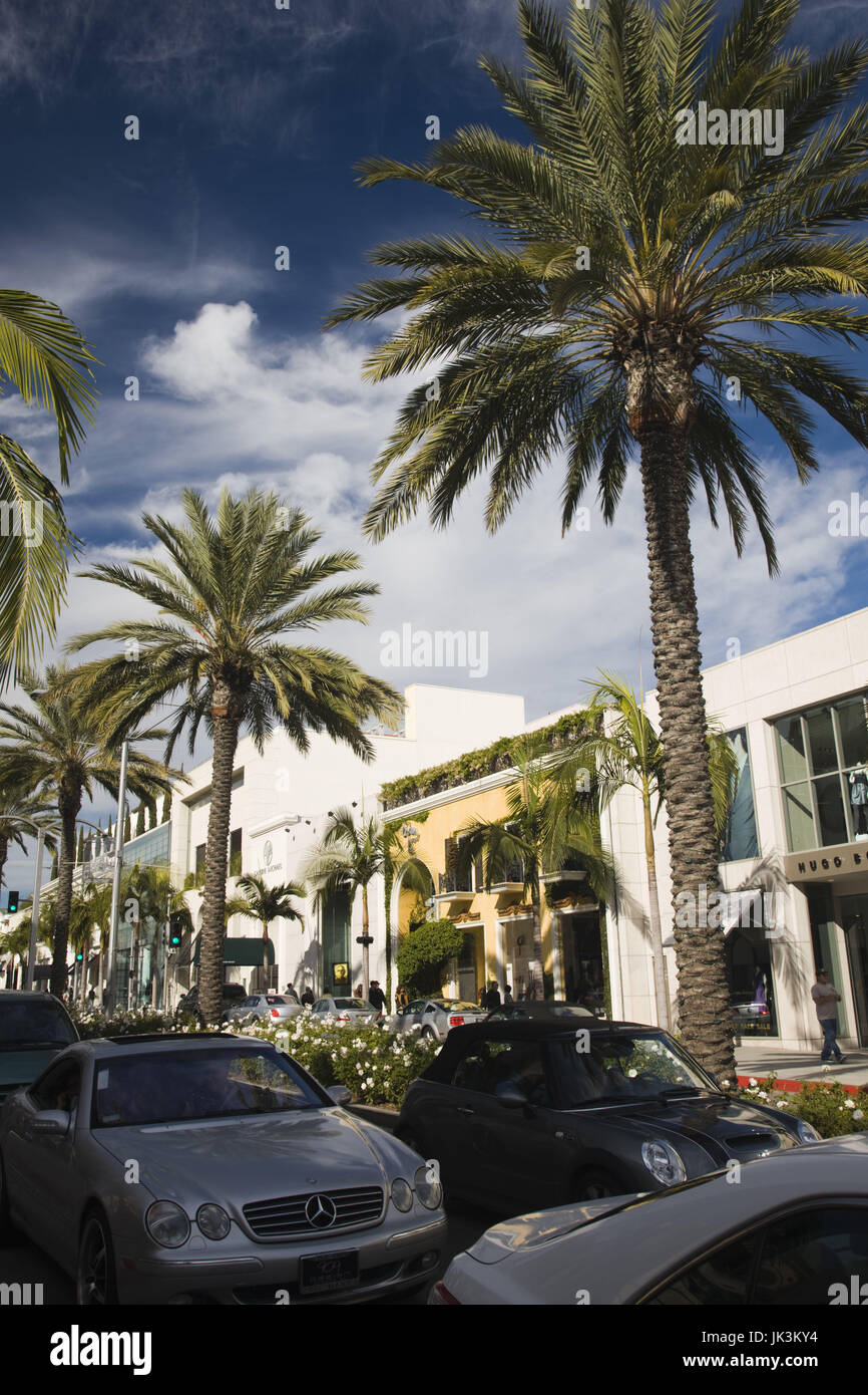 USA, California, Los Angeles, Beverly Hills, Shops along Rodeo Drive ...