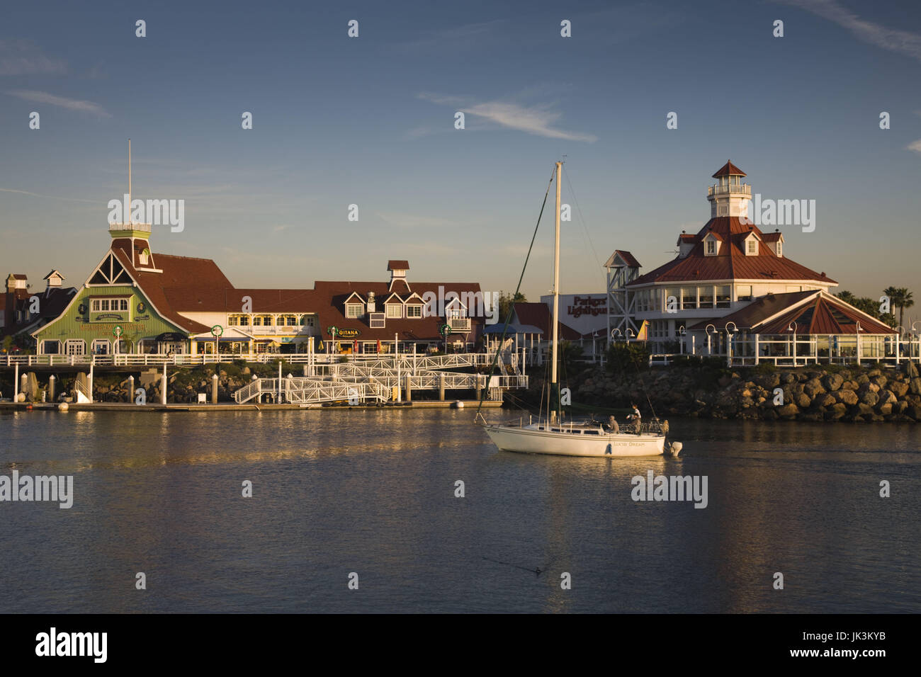 USA, California, Long Beach, Shoreline Village boardwalk Stock Photo ...