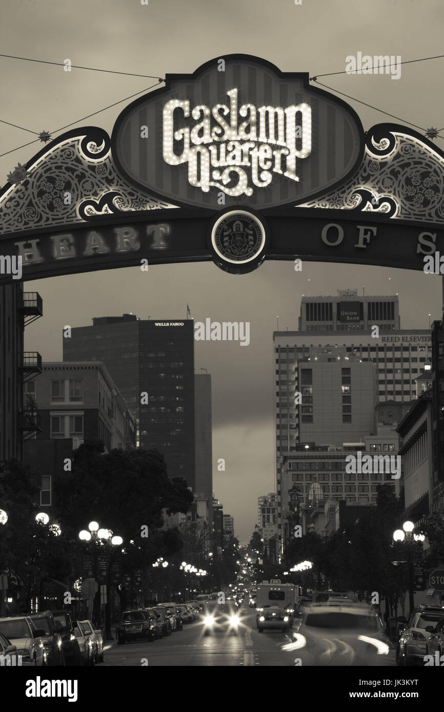 USA, California, San Diego, Gaslight Quarter sign, 5th Avenue Stock ...