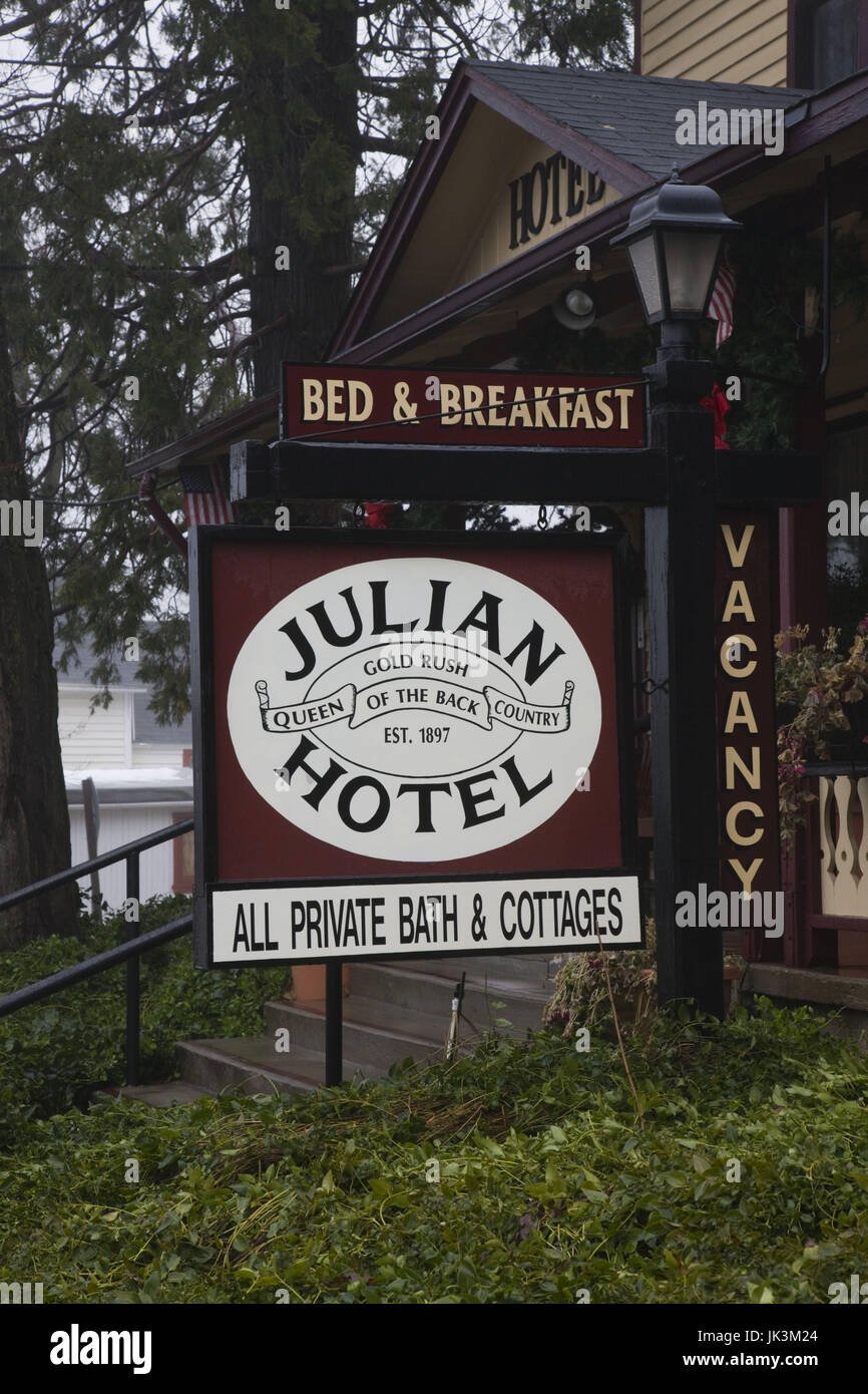 USA, California, Julian, Sign for the Julian Hotel Stock Photo - Alamy