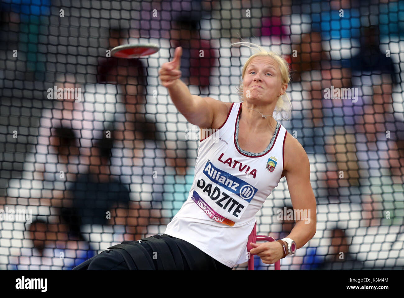 Diana Dadzite competes in the Women's Discus Throw F55 Final during day ...