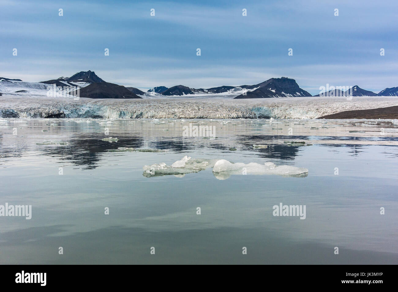 Small icebergs in front of a glacier, Svalbard Stock Photo - Alamy