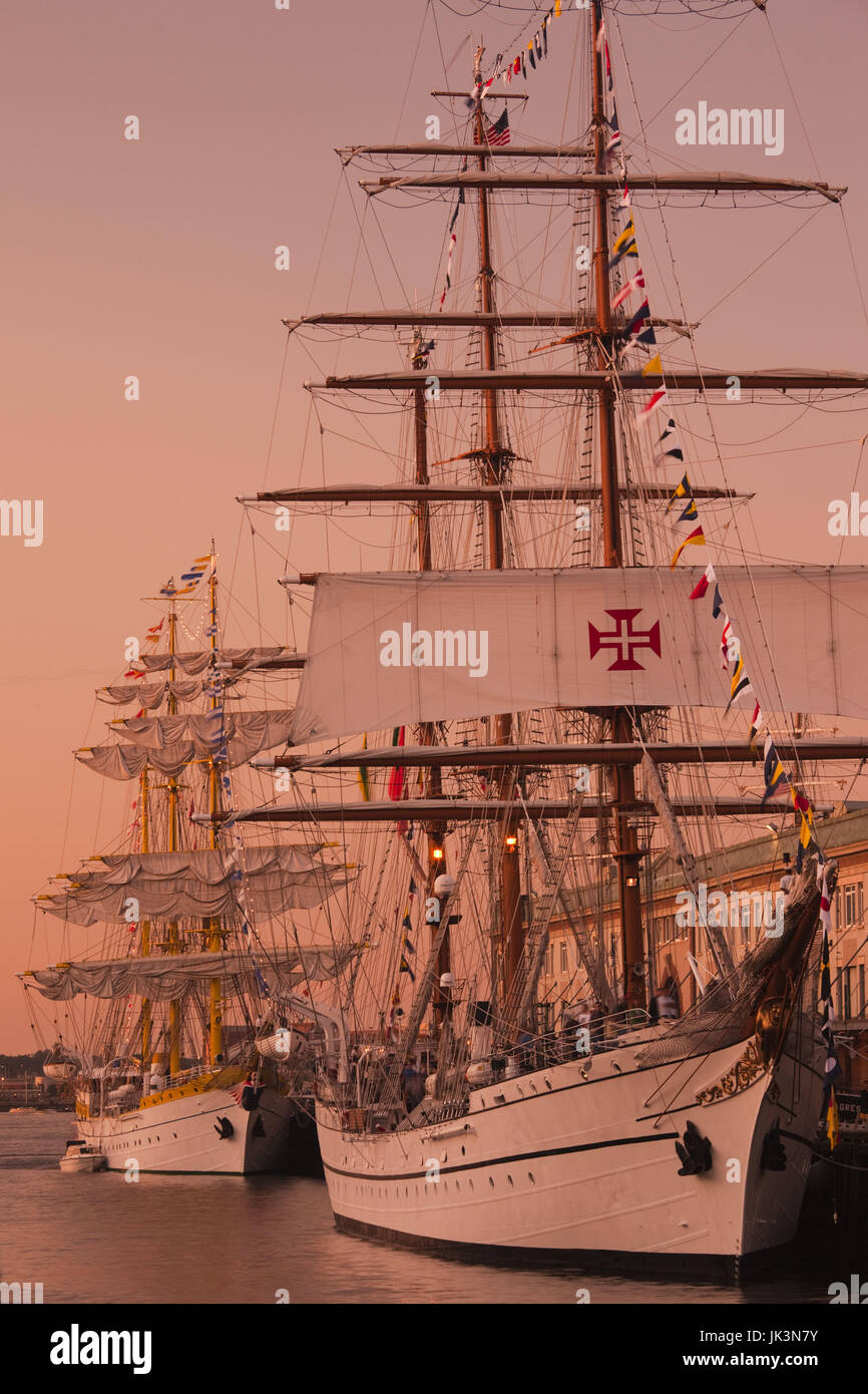 Romanian ship mircea and portuguese tall ship sagres ii hi-res stock ...