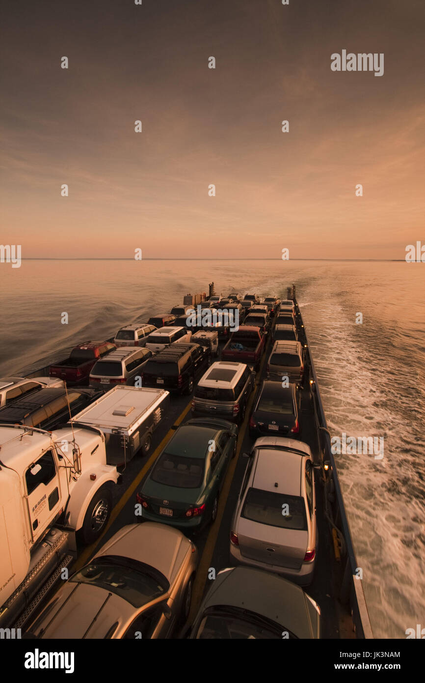 USA, New York, Long Island, Orient Point, Long Island Sound Ferry, dusk ...