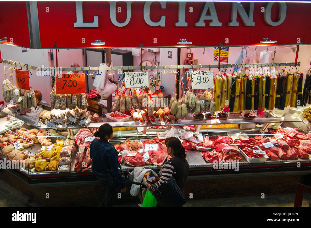 Butcher shop at the central market in Florence Italy Stock Photo - Alamy