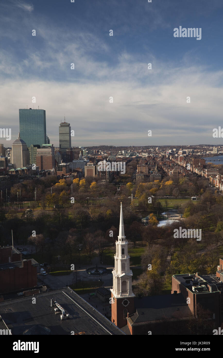 USA, Massachusetts, Boston, Back Bay, Boston Common, Park Street Church ...