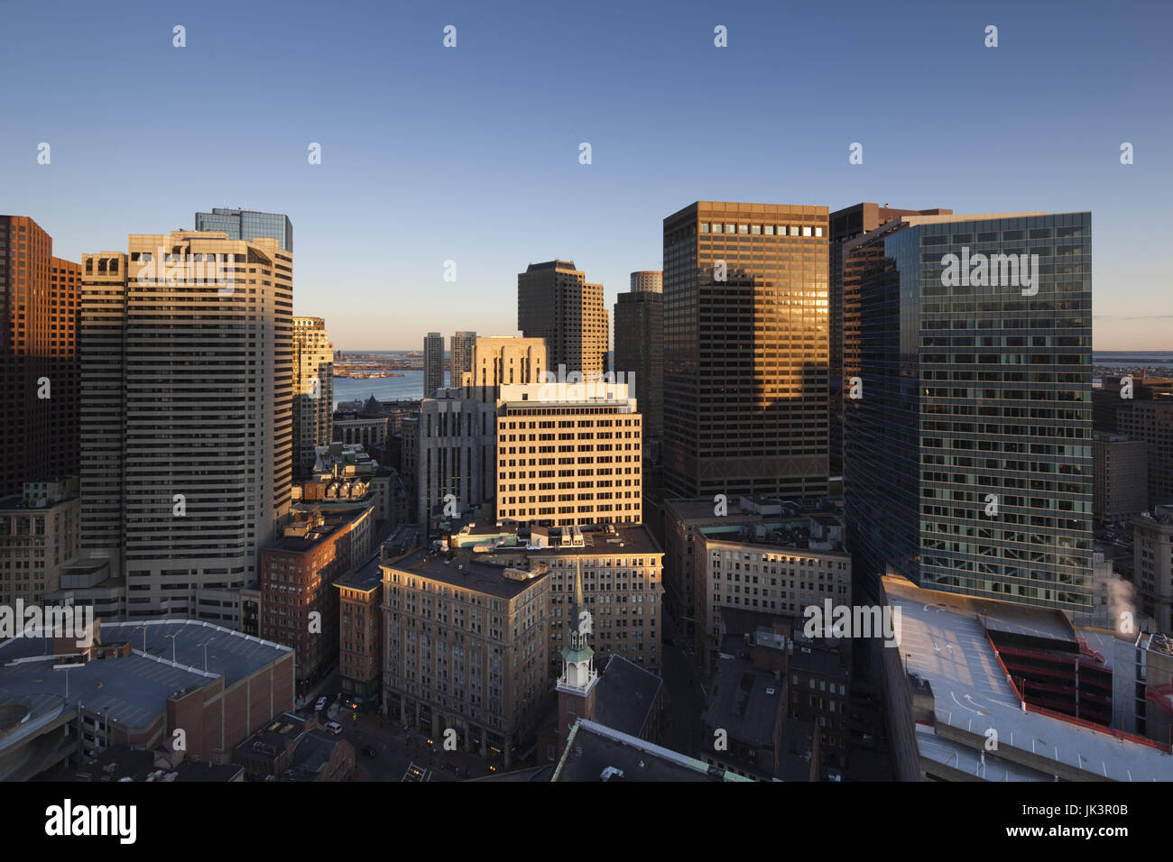 USA, Massachusetts, Boston, Financial District Buildings, high angle ...