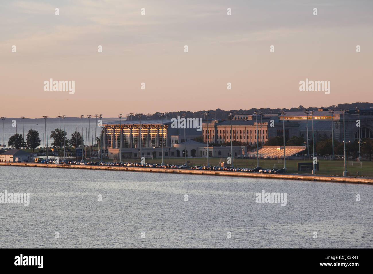 USA, Maryland, Annapolis, US Naval Academy from the Severn River ...
