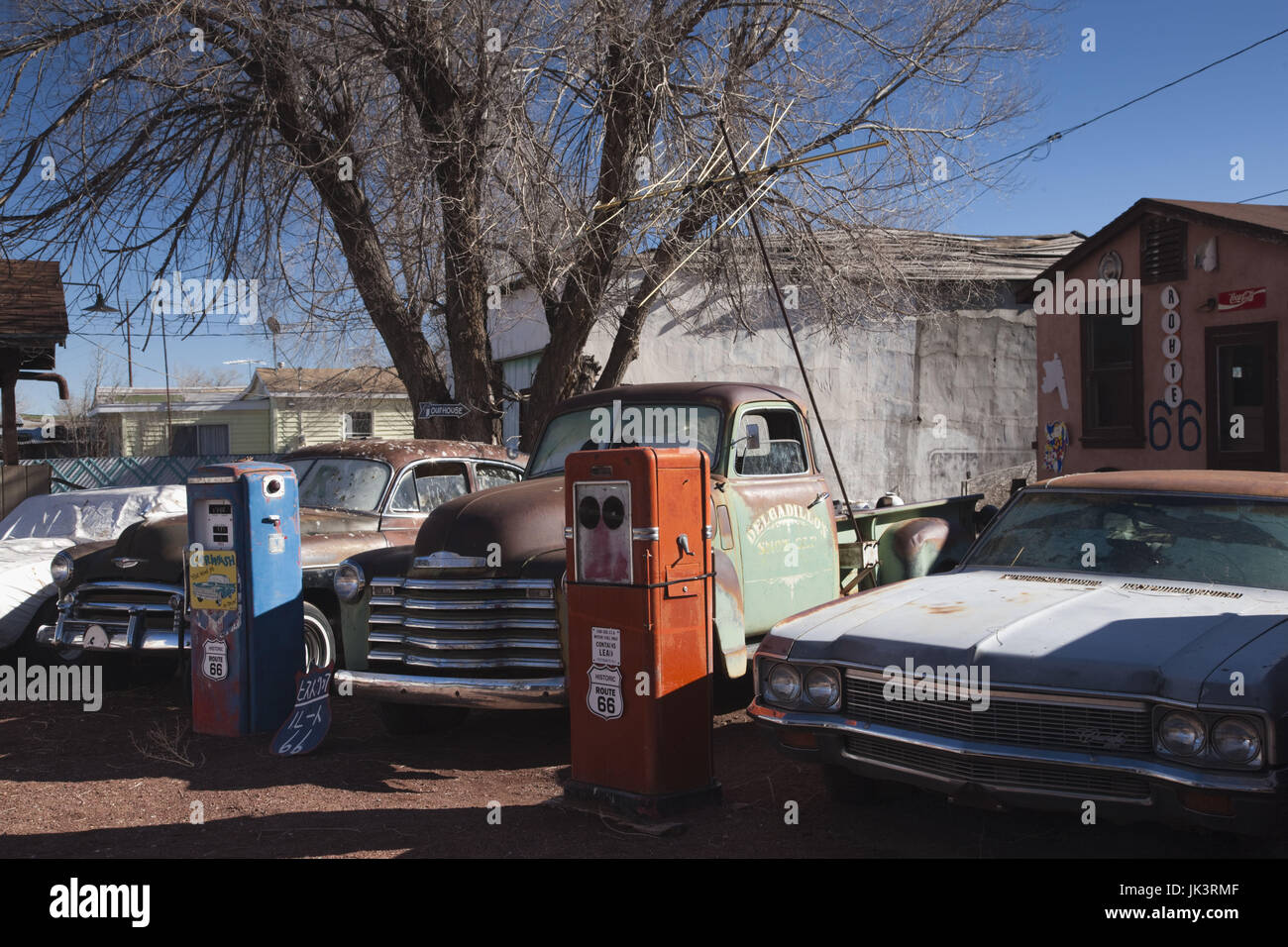 USA, Arizona, Seligman, Rt. 66 Town, vintage cars Stock Photo - Alamy