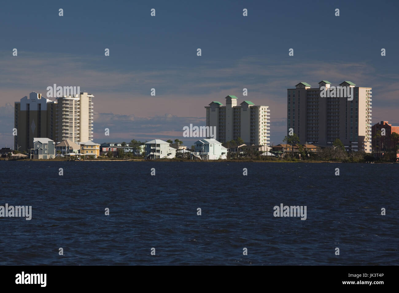 USA, Alabama, Gulf Shores, Mobile Bay area, beach high rise buildings ...