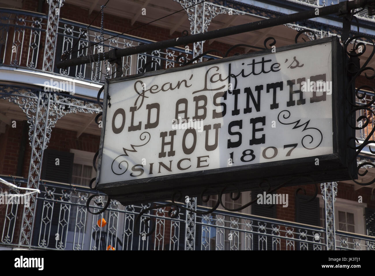 USA, Louisiana, New Orleans, French Quarter, sign for Jean Lafitte's ...
