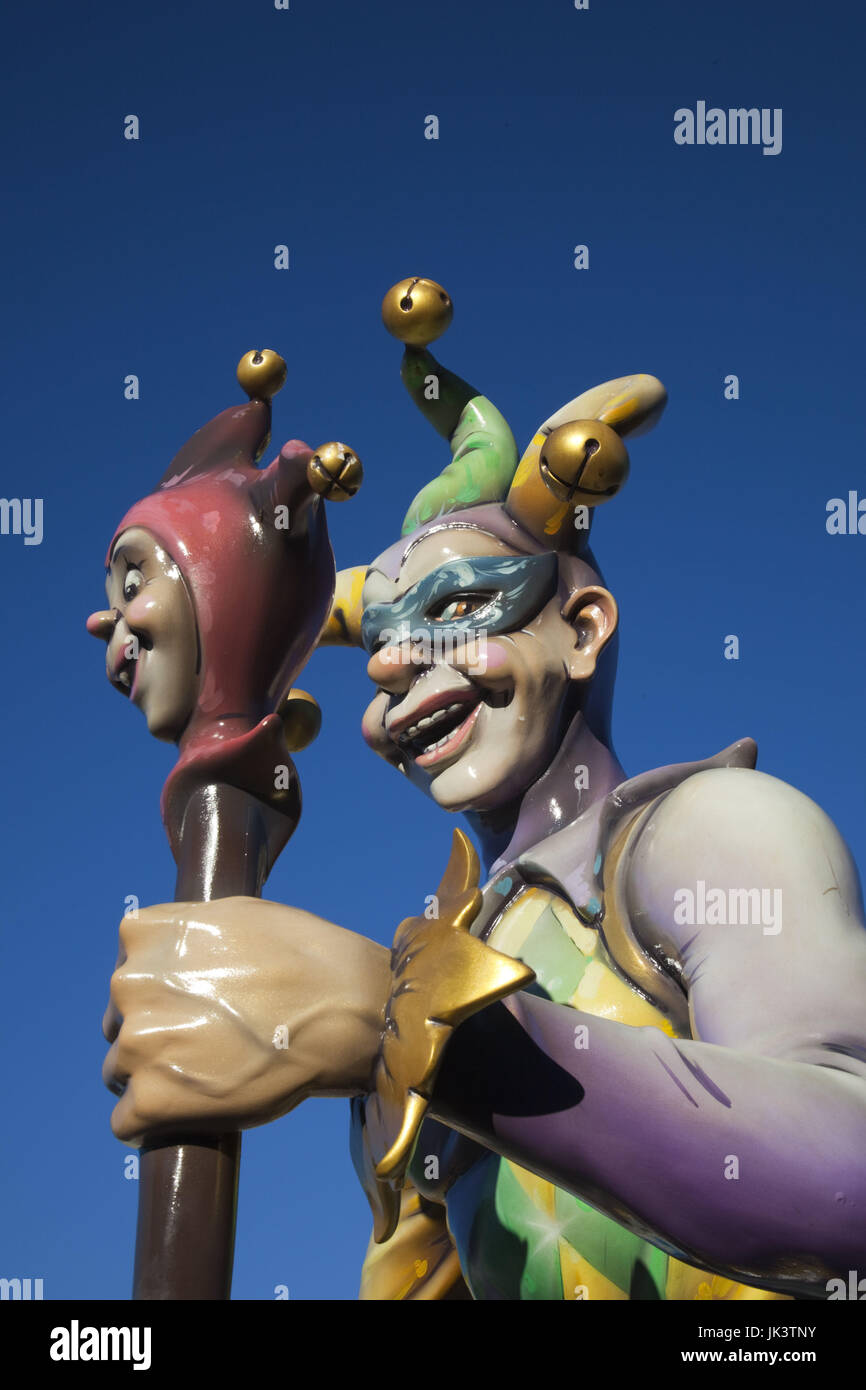 USA, Louisiana, New Orleans, Riverwalk, Mardi Gras jester statue Stock ...