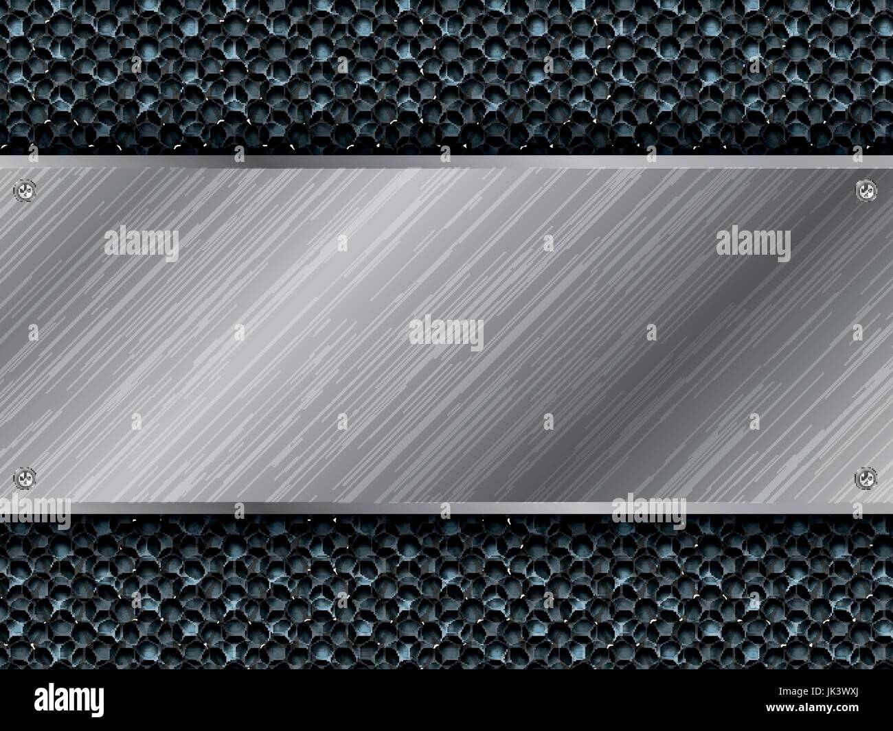 Metal background banner with hexagons geometric pattern vector ...