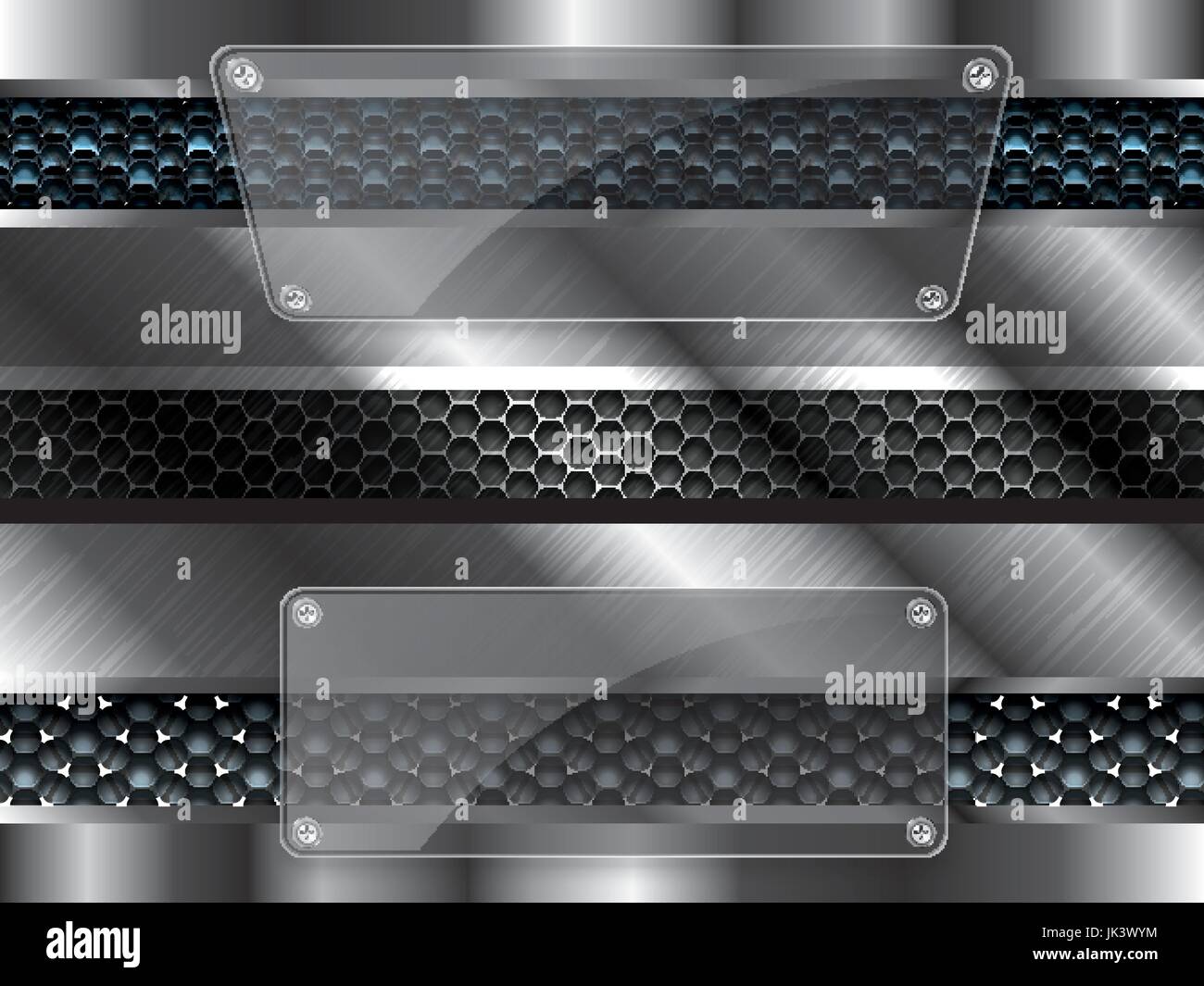 Metal background banner with hexagons geometric pattern vector ...