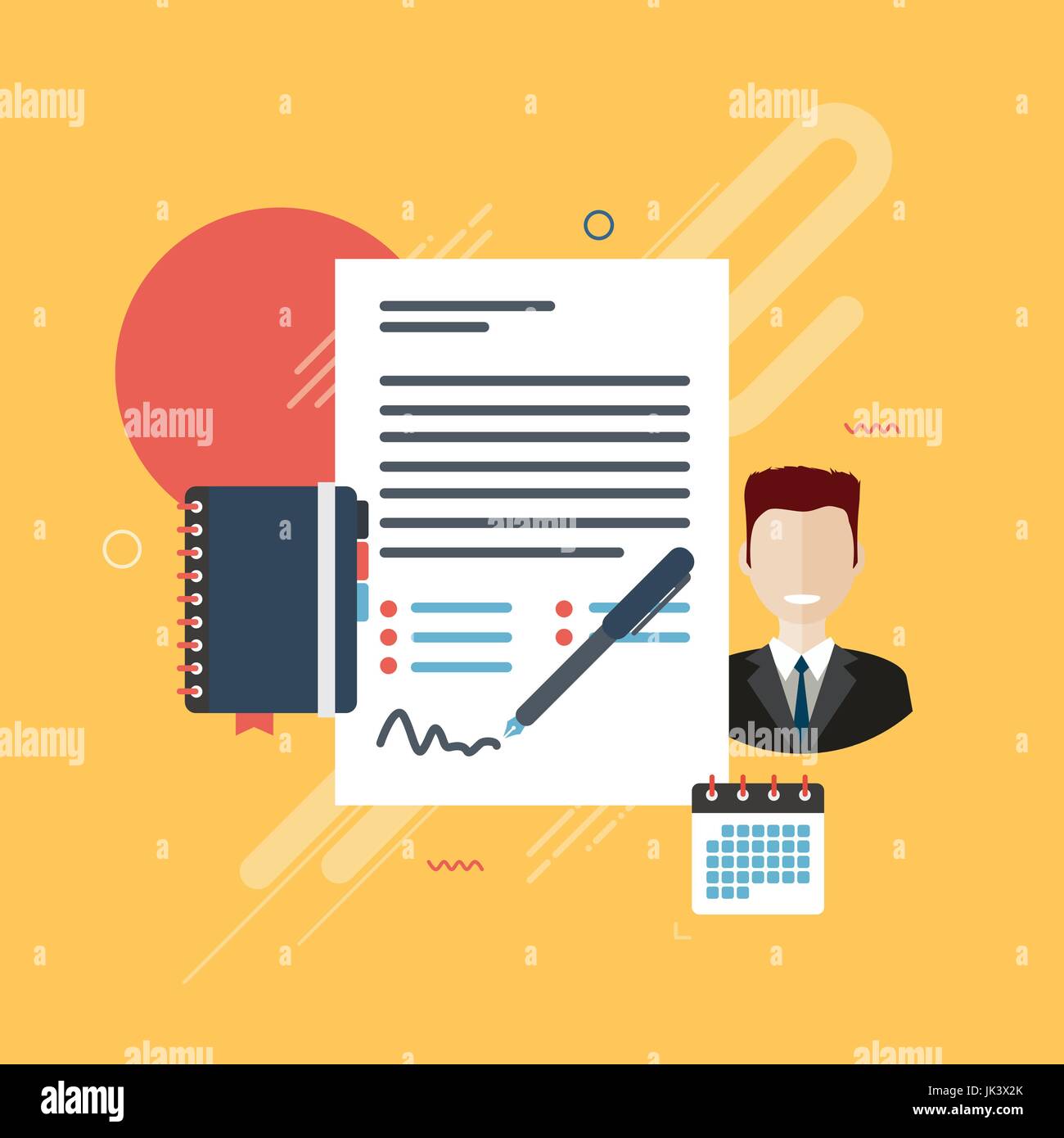 Documents of agreement or reports with data for signature, businessman ...