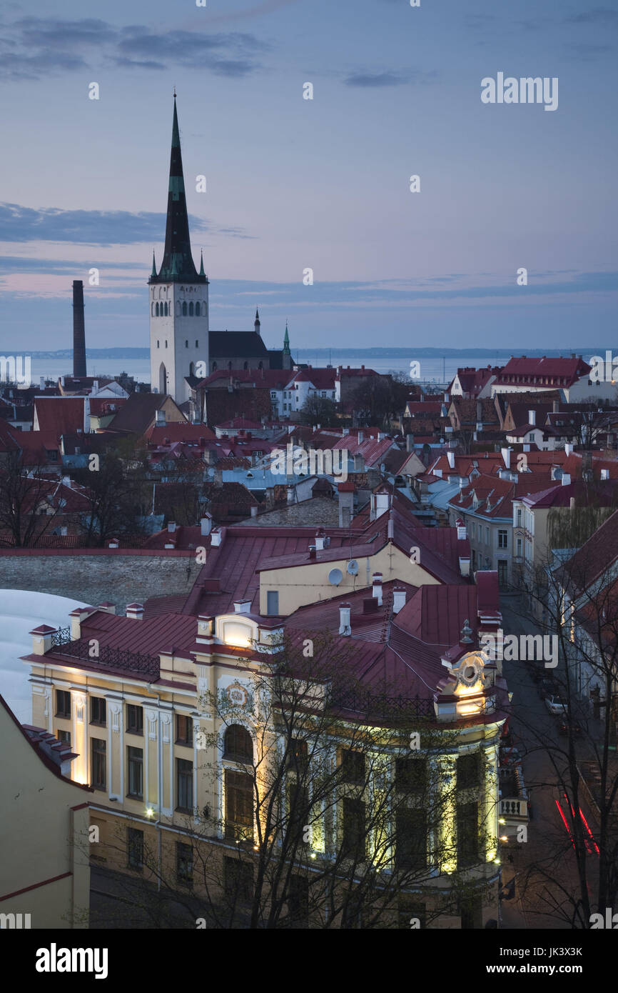 Estonia, Troompea area, Old Town view from Troopea, dusk Stock Photo ...