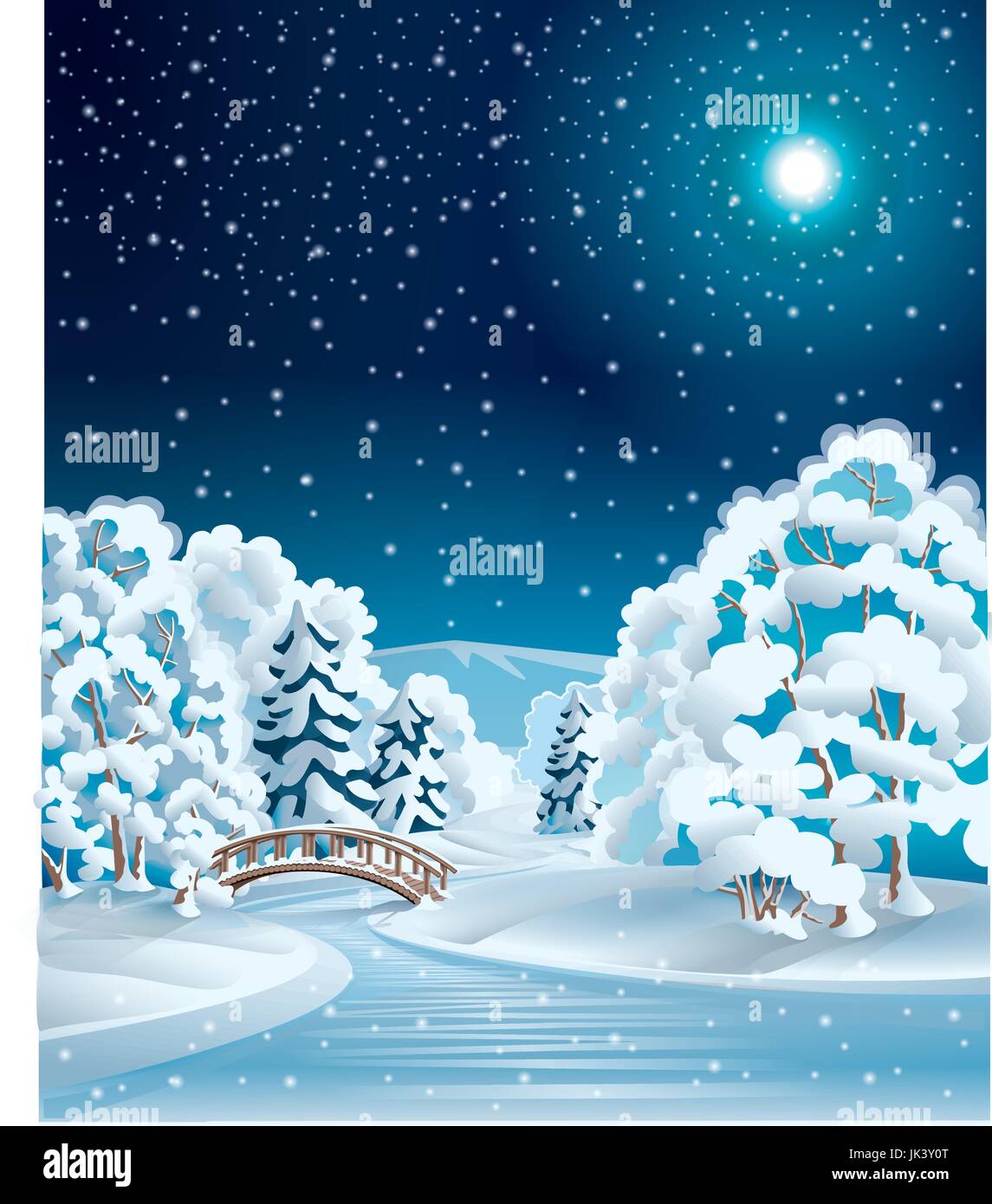 Bridge snow in winter Stock Vector Images - Alamy