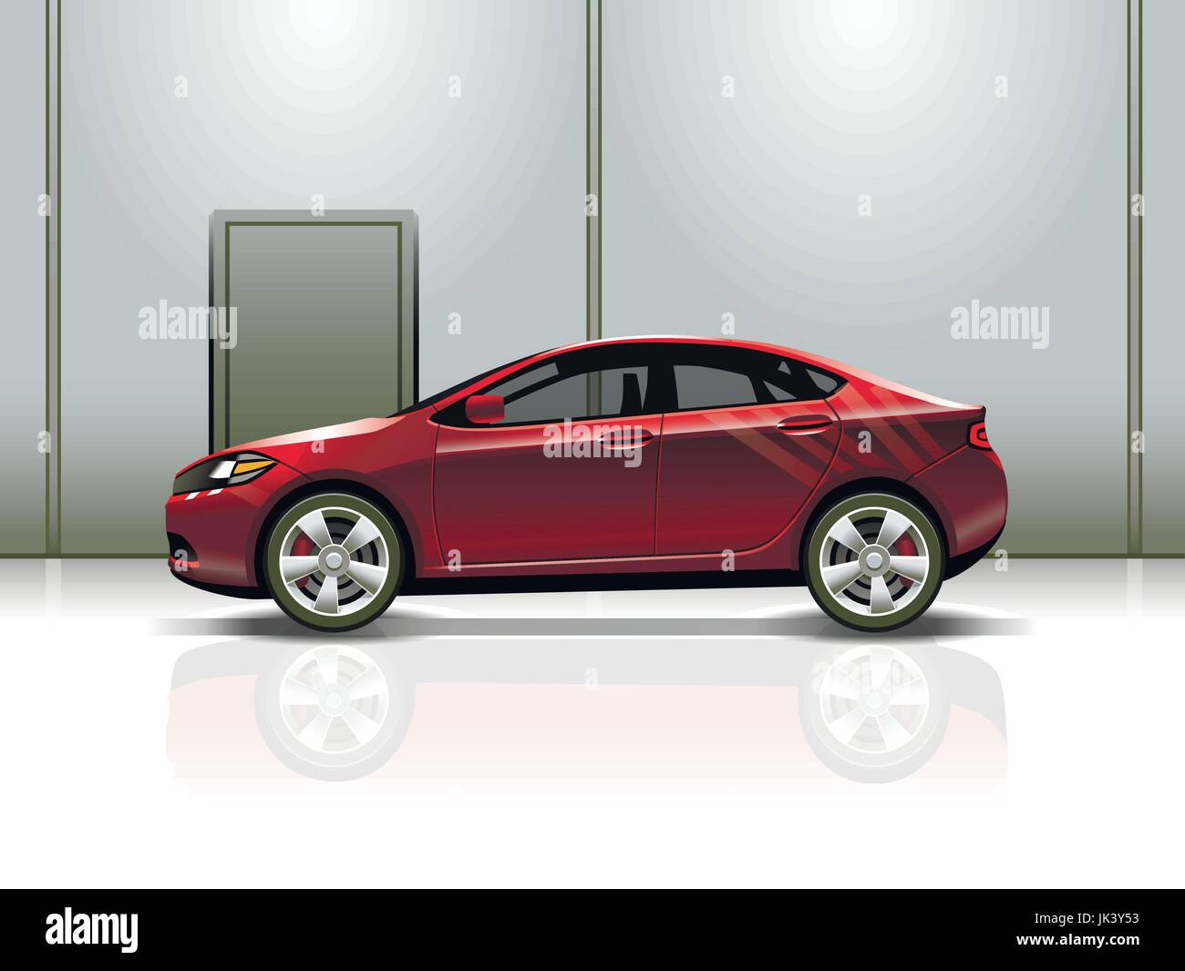 Car cherry color parked in the garage Stock Vector Image & Art - Alamy