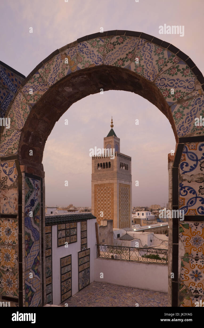 Tunisia, Tunis, Medina, Zaytouna-Great Mosque, view through arches ...