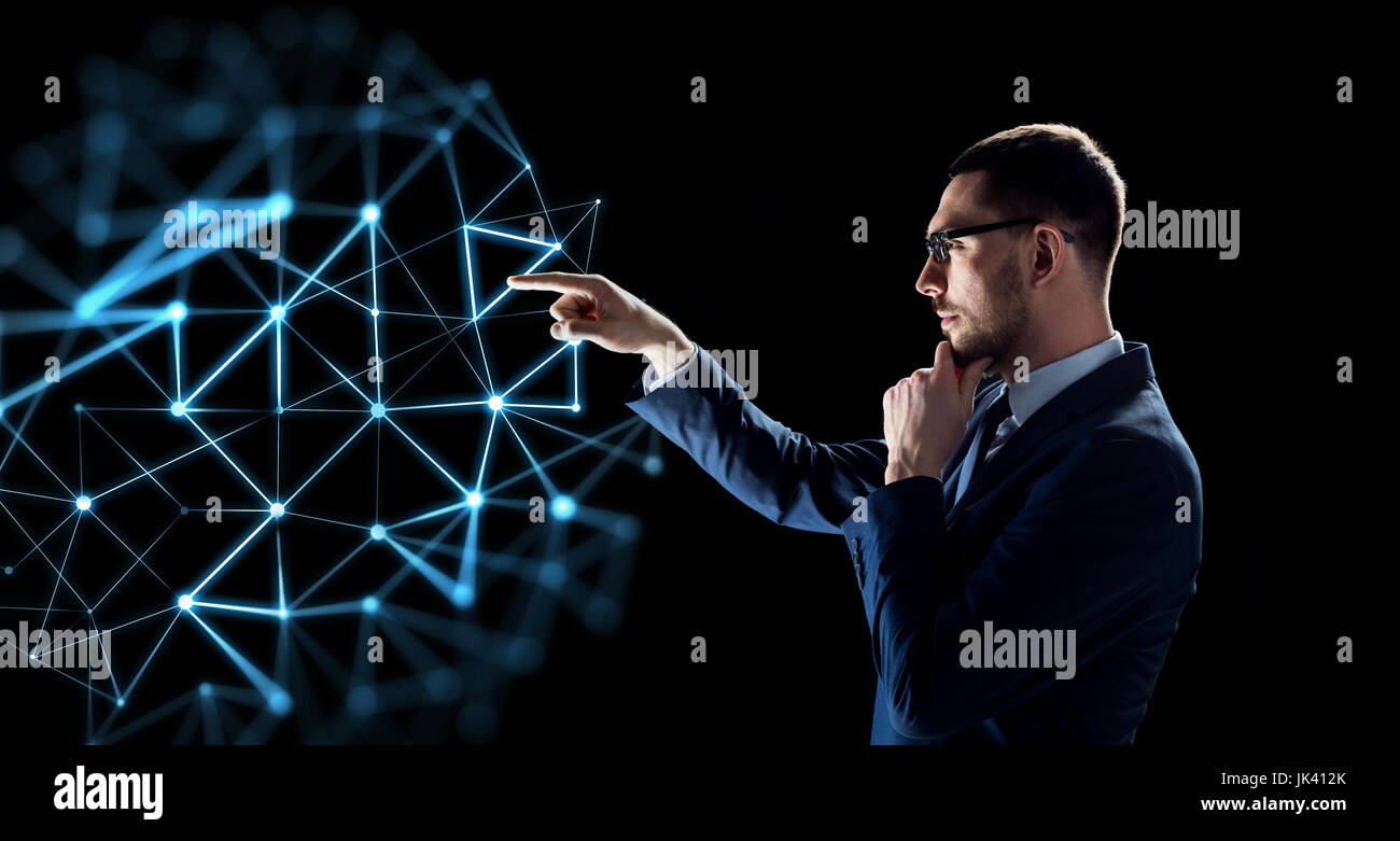 businessman with low poly projection Stock Photo - Alamy