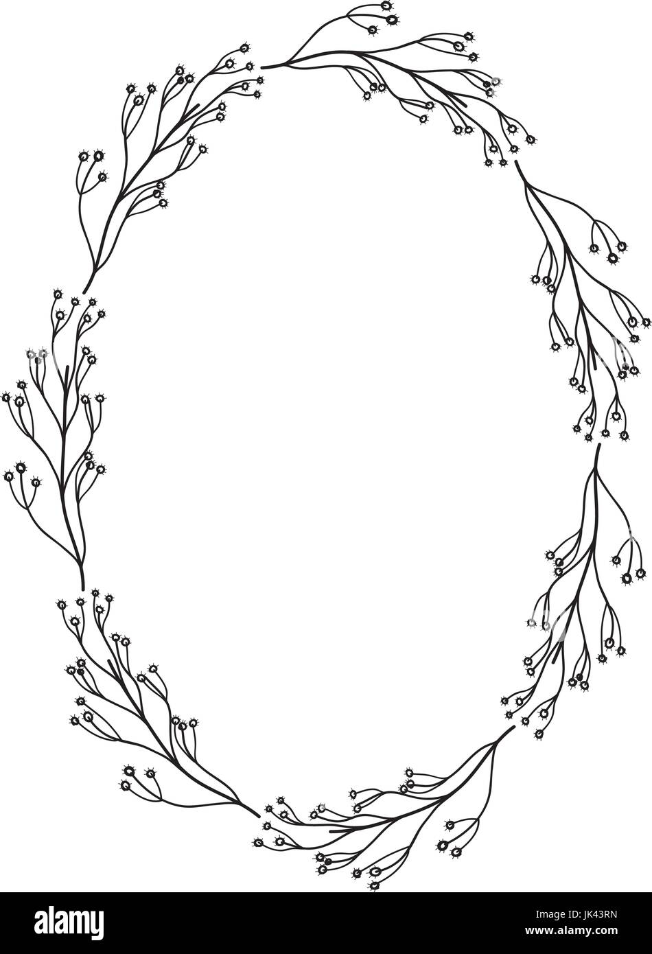 rustic circle branches with leaves and flowers Stock Vector Image & Art ...