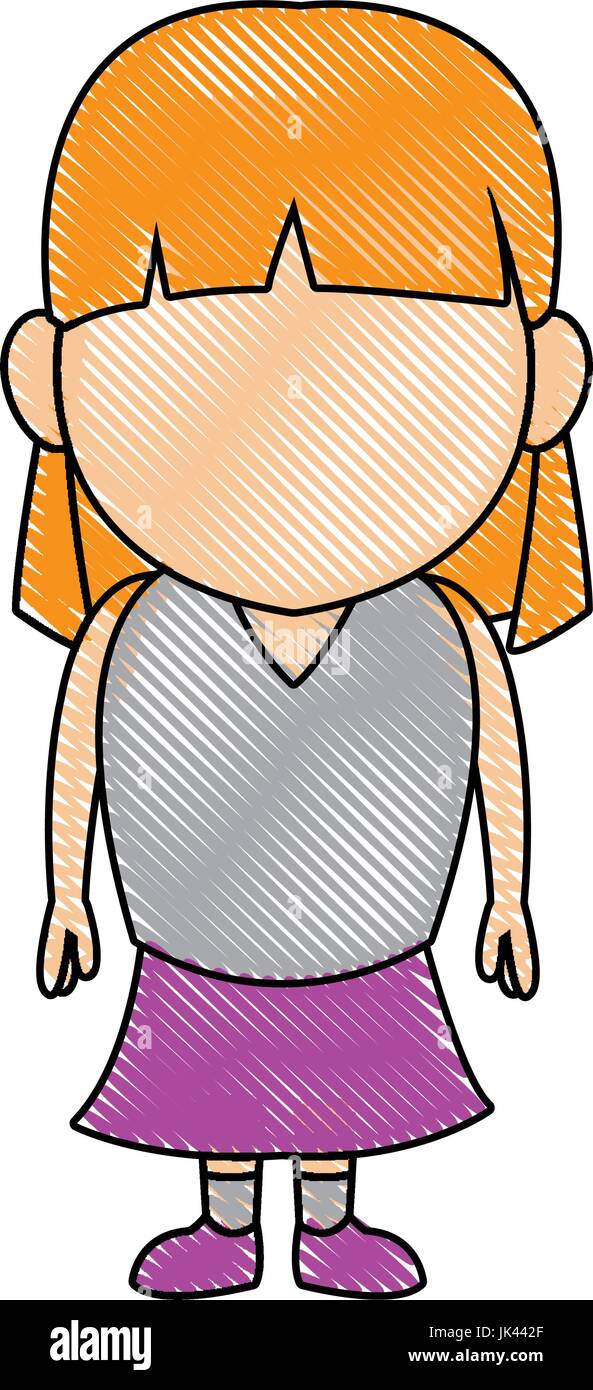 happy little girl character standing infantile people Stock Vector ...