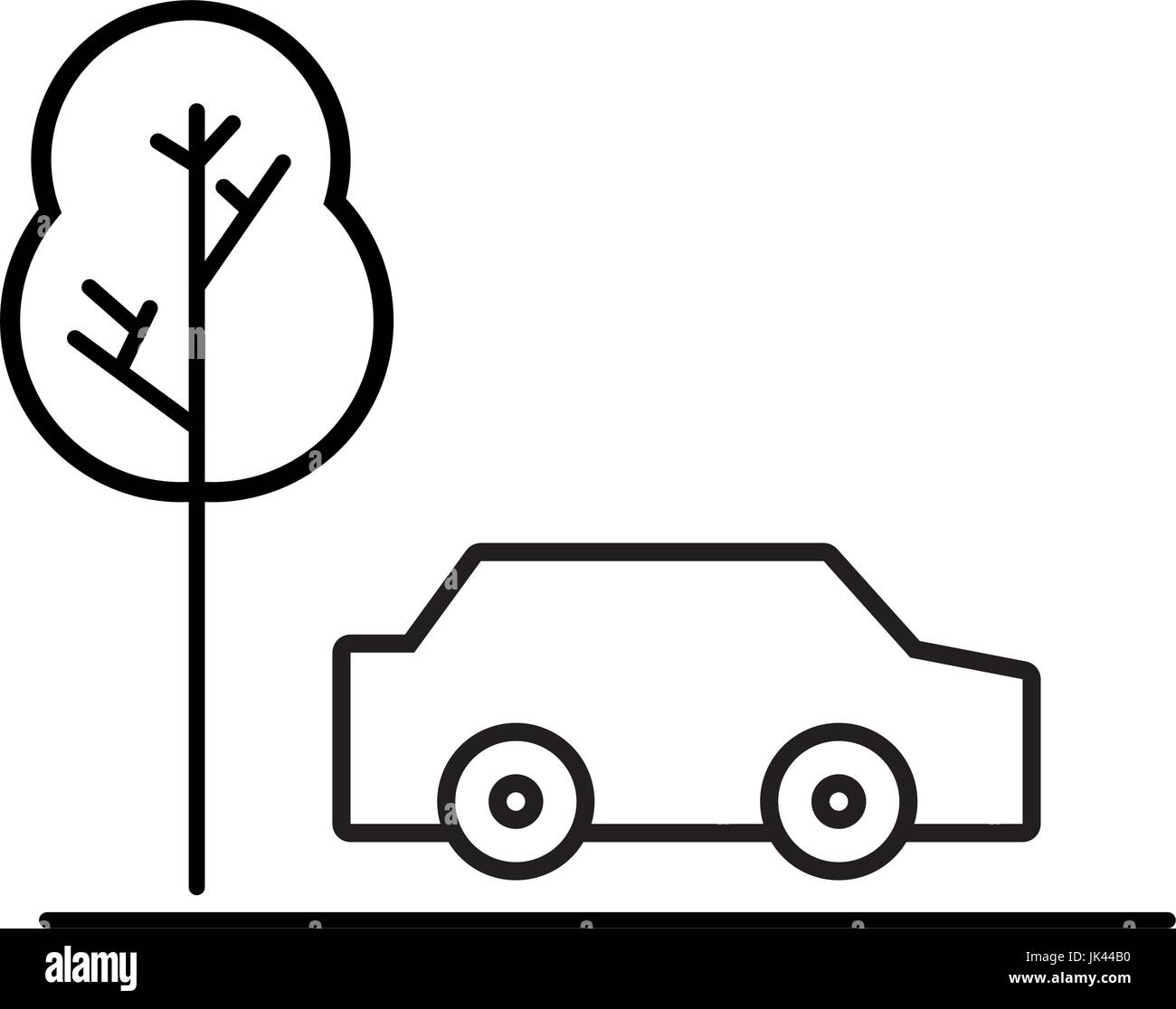 line car transportation in the road via with tree Stock Vector Image ...