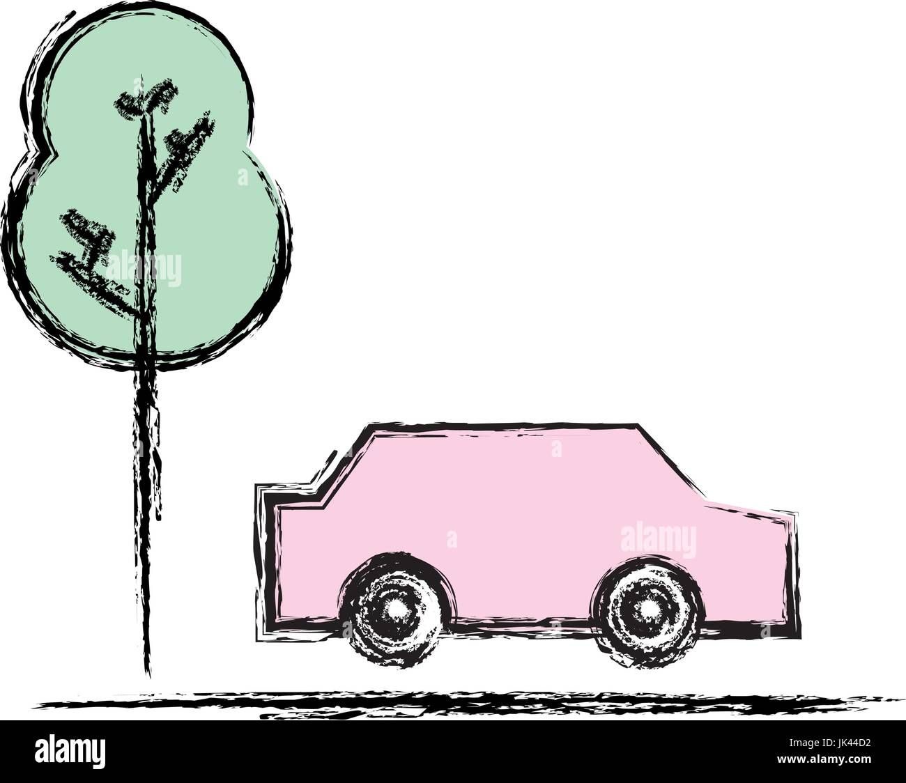 car transportation in the road via with tree Stock Vector Image & Art ...