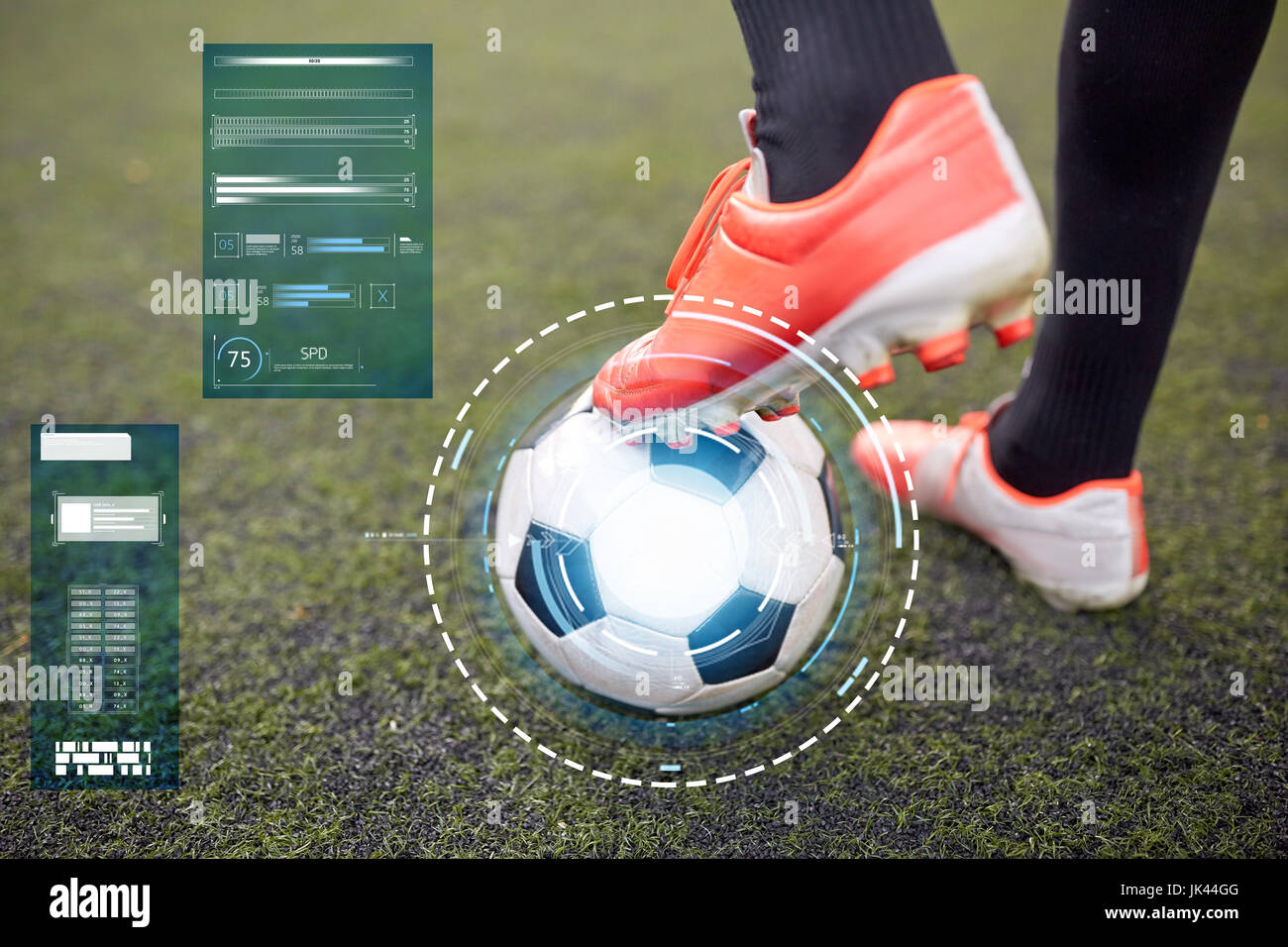 soccer player playing with ball on football field Stock Photo - Alamy