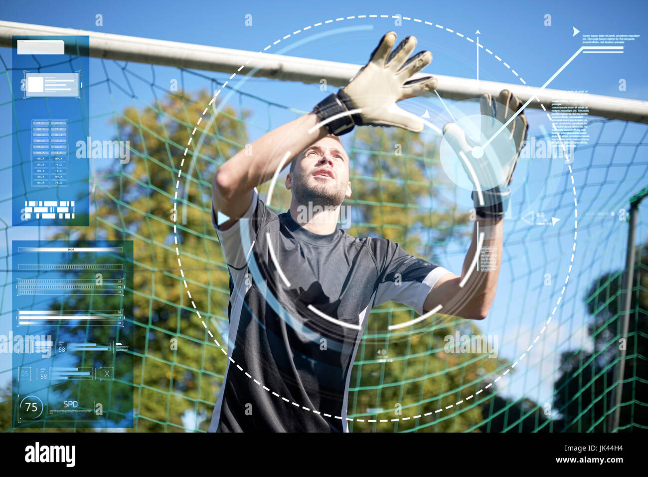 goalkeeper or soccer player at football goal Stock Photo - Alamy