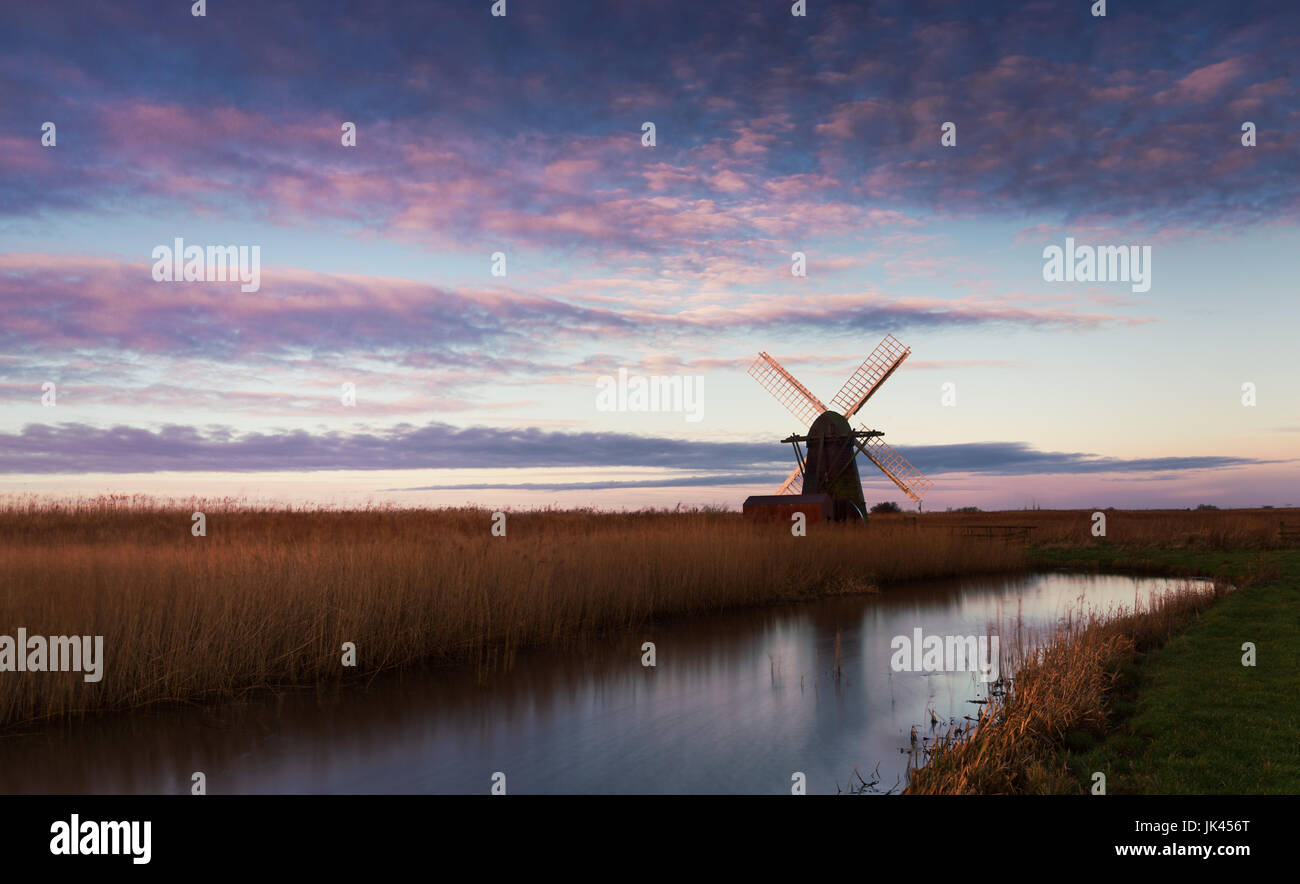 Herringfleet Mill a smock windmill on the Suffolk side of the Norfolk ...