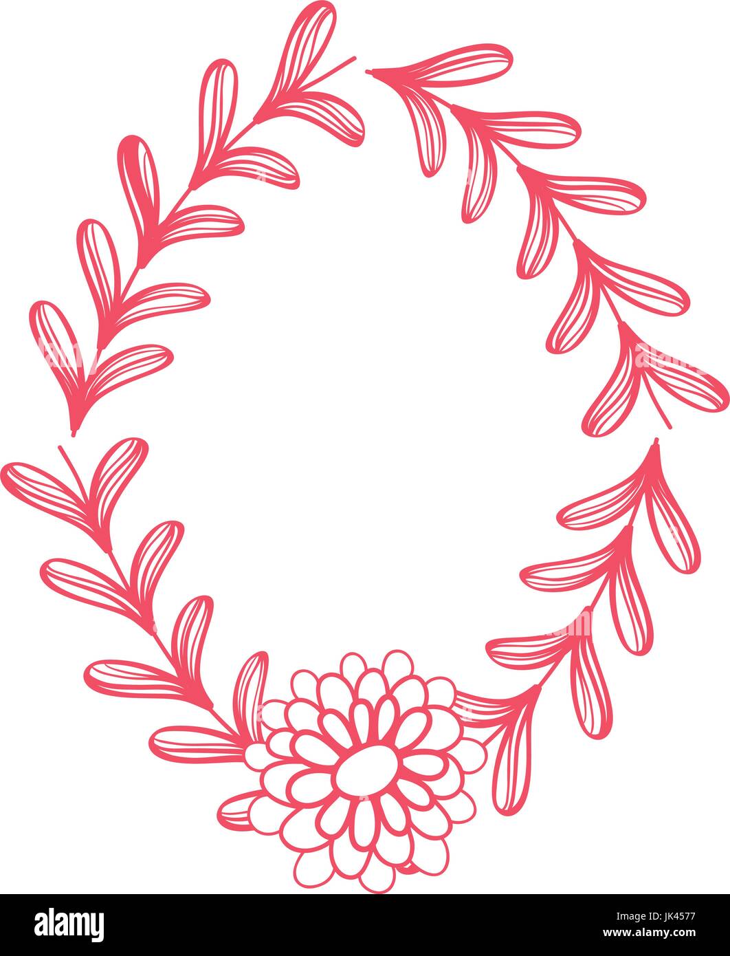rustic circle branches with leaves and flowers Stock Vector Image & Art ...