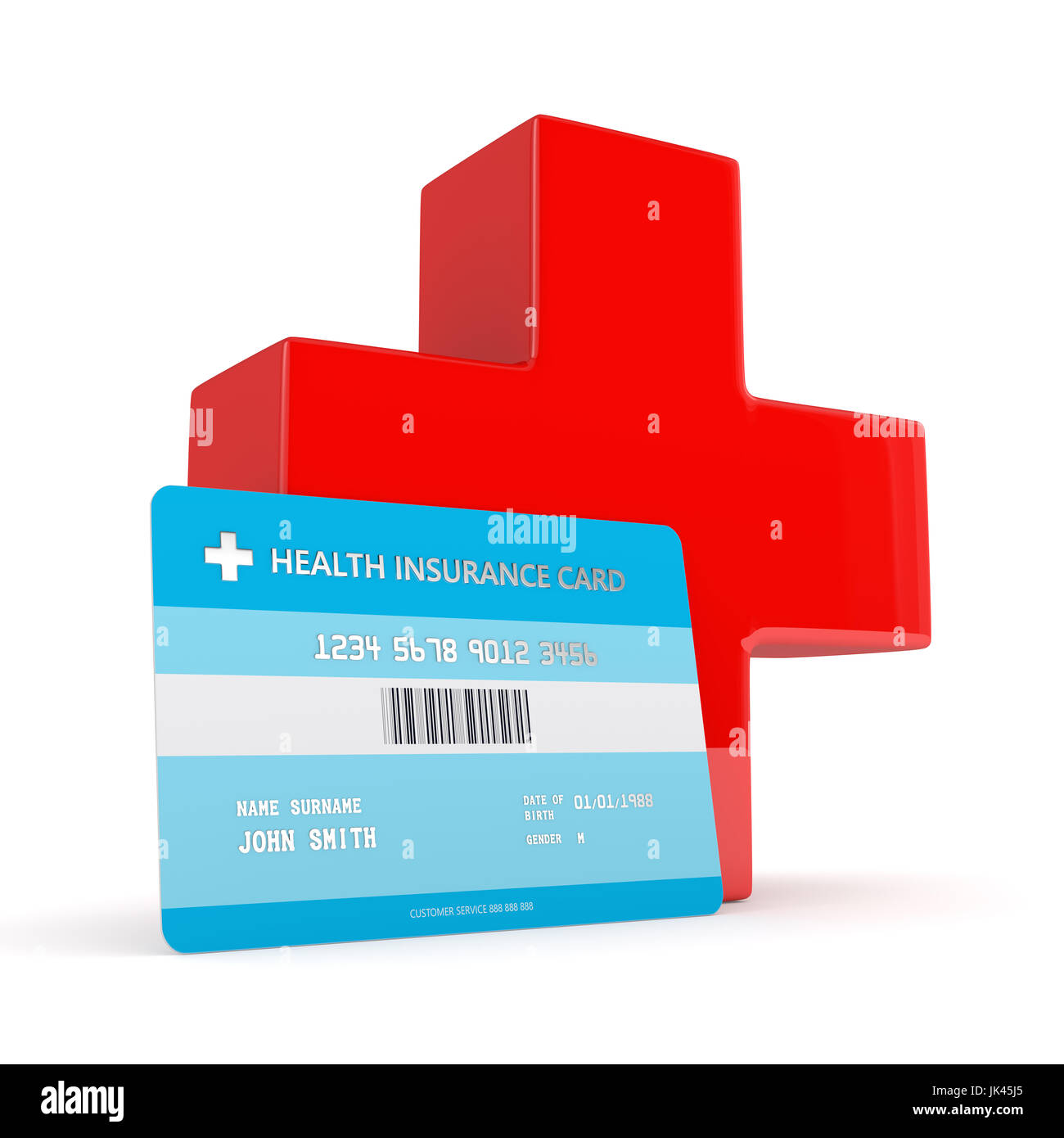 3d render of health insurance card with cross. All personal data is ...
