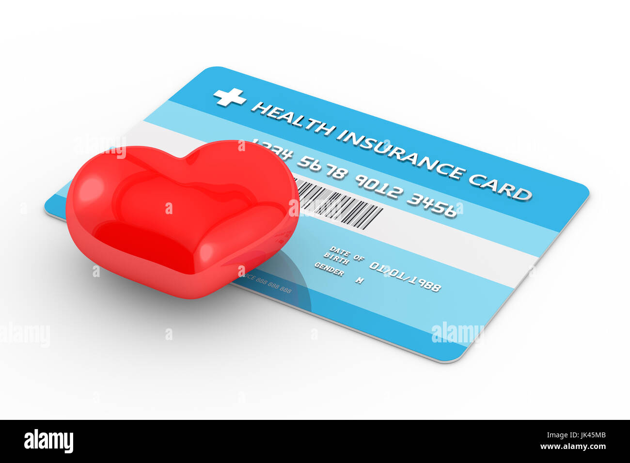 3d render of health insurance card with heart. All personal data is ...