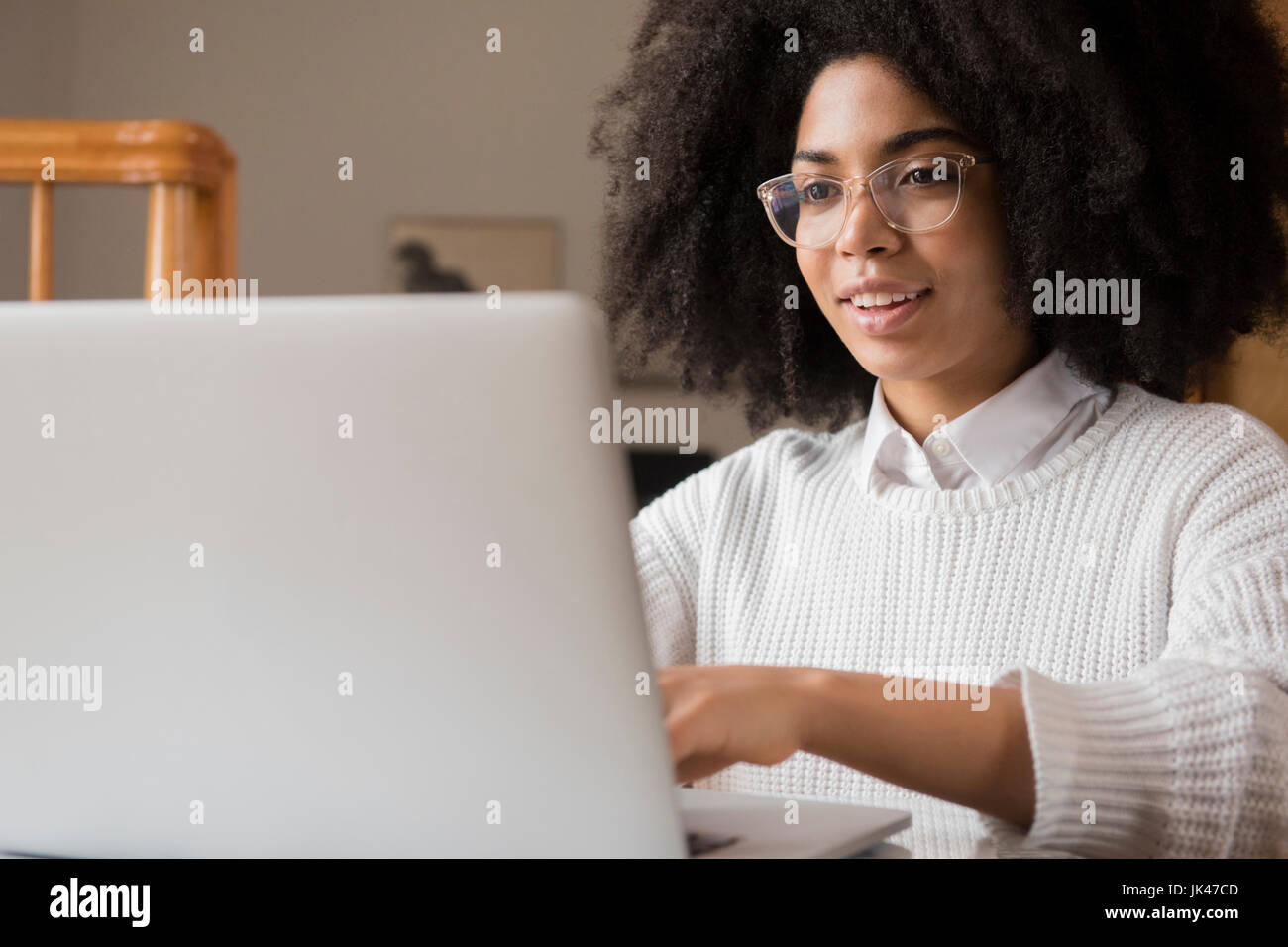African american laptop typing hi-res stock photography and images - Alamy