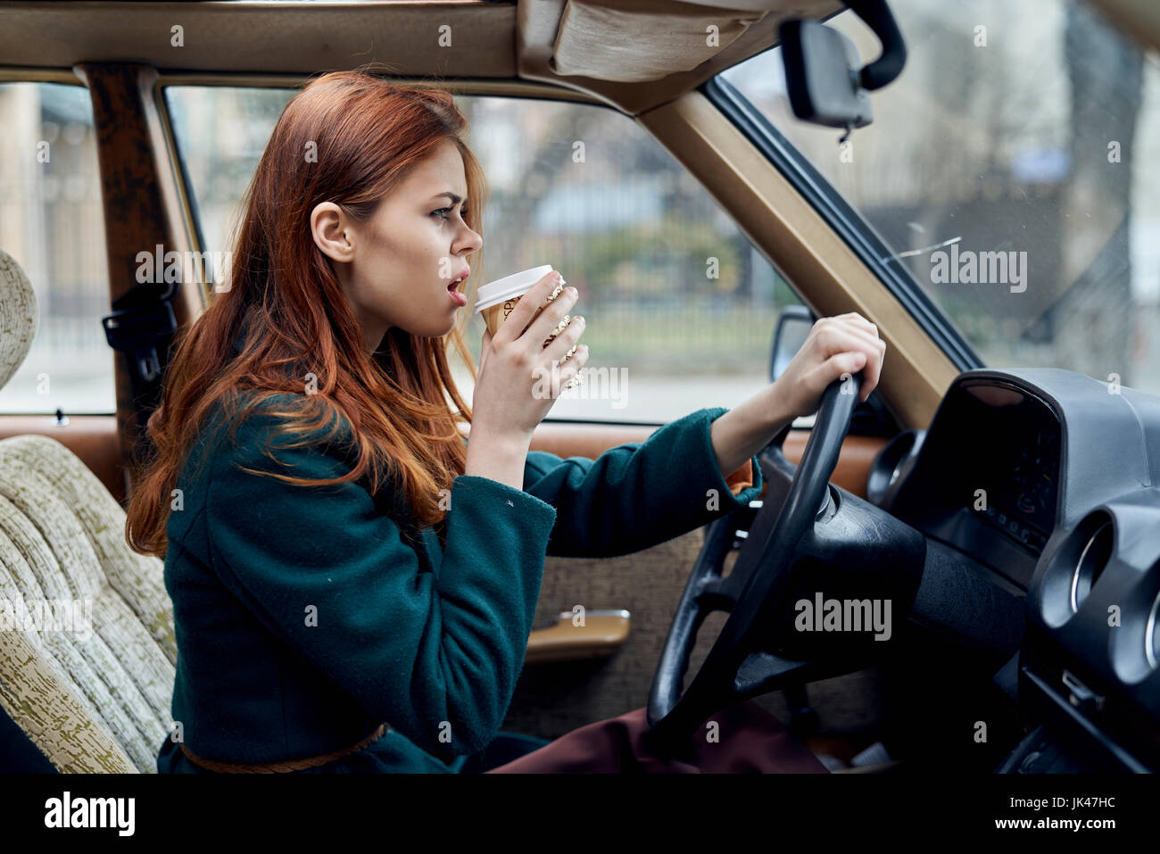 Angry woman driving car hi-res stock photography and images - Alamy