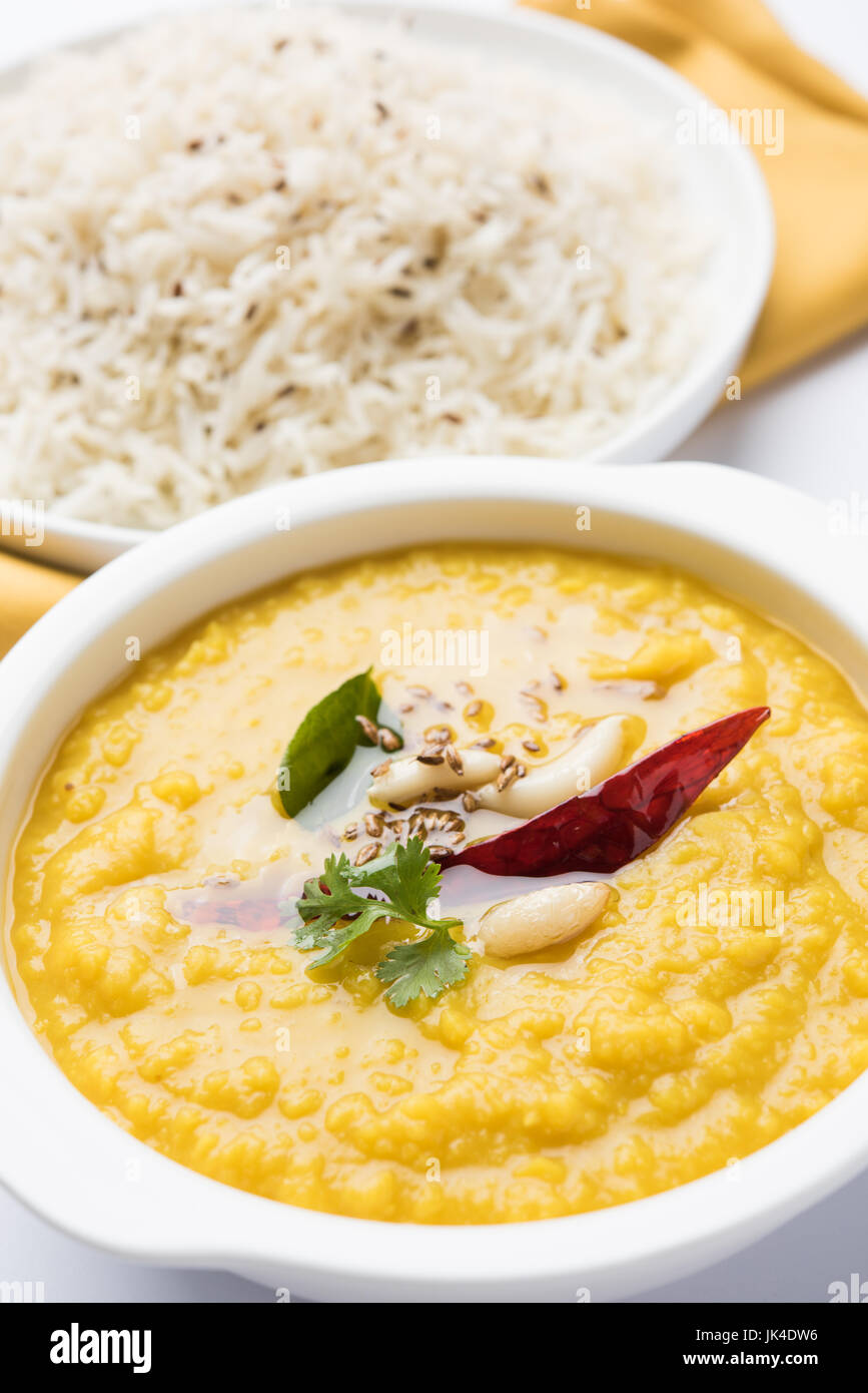 Indian popular food Dal fry or traditional Dal Tadka Curry served with ...