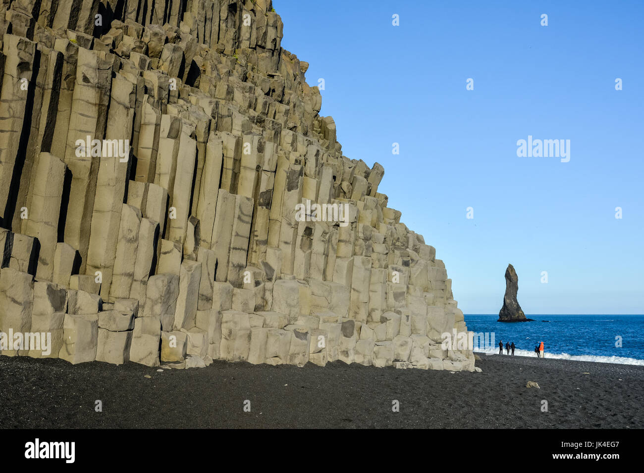 Basalt stone columns on Reynisfjara black beach near Vik town, Iceland ...
