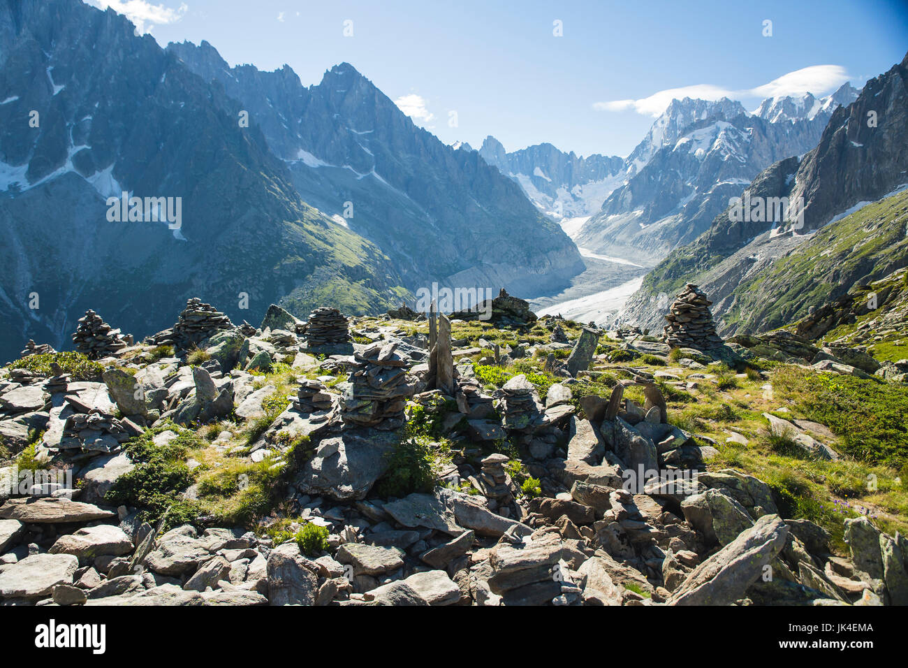Summer hiking above chamonix mont blanc valley hi-res stock photography ...