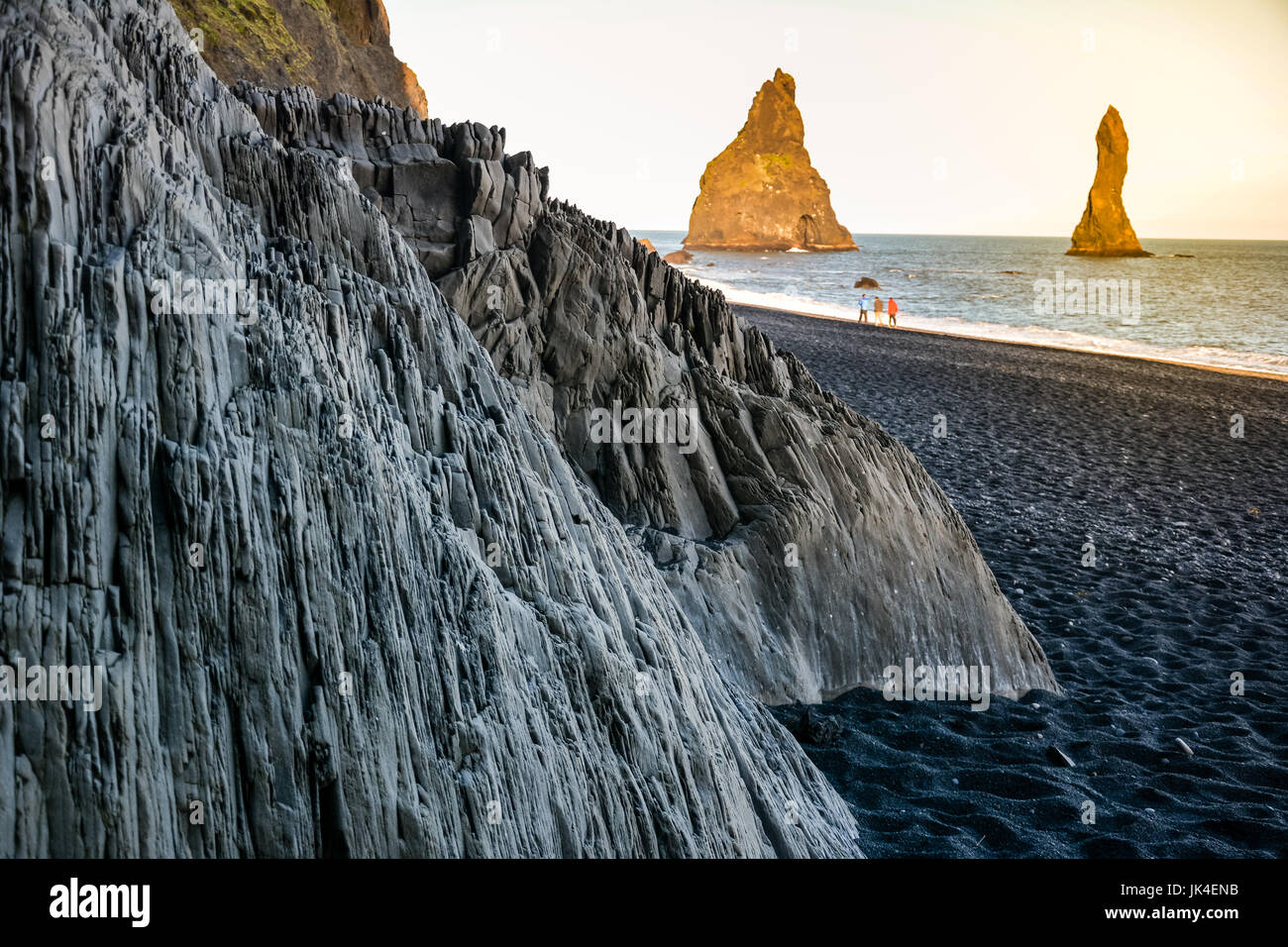 Basalt stone columns on Reynisfjara black beach near Vik town, Iceland ...