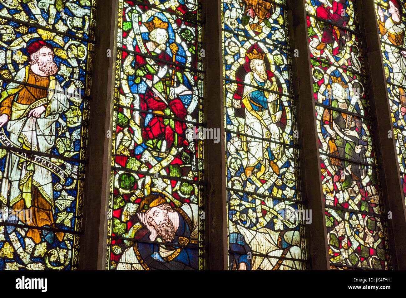Detail of a 14th-century medieval stained glass Jesse Tree window at St ...