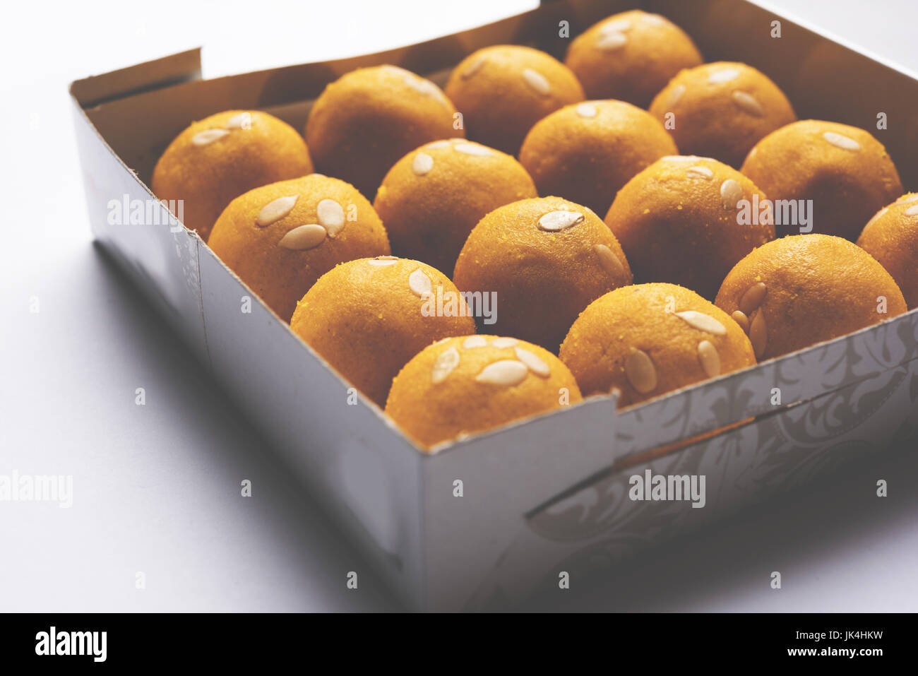 Besan (gram flour) laddoos, an Indian sweet food "Besan Laddu Stock ...