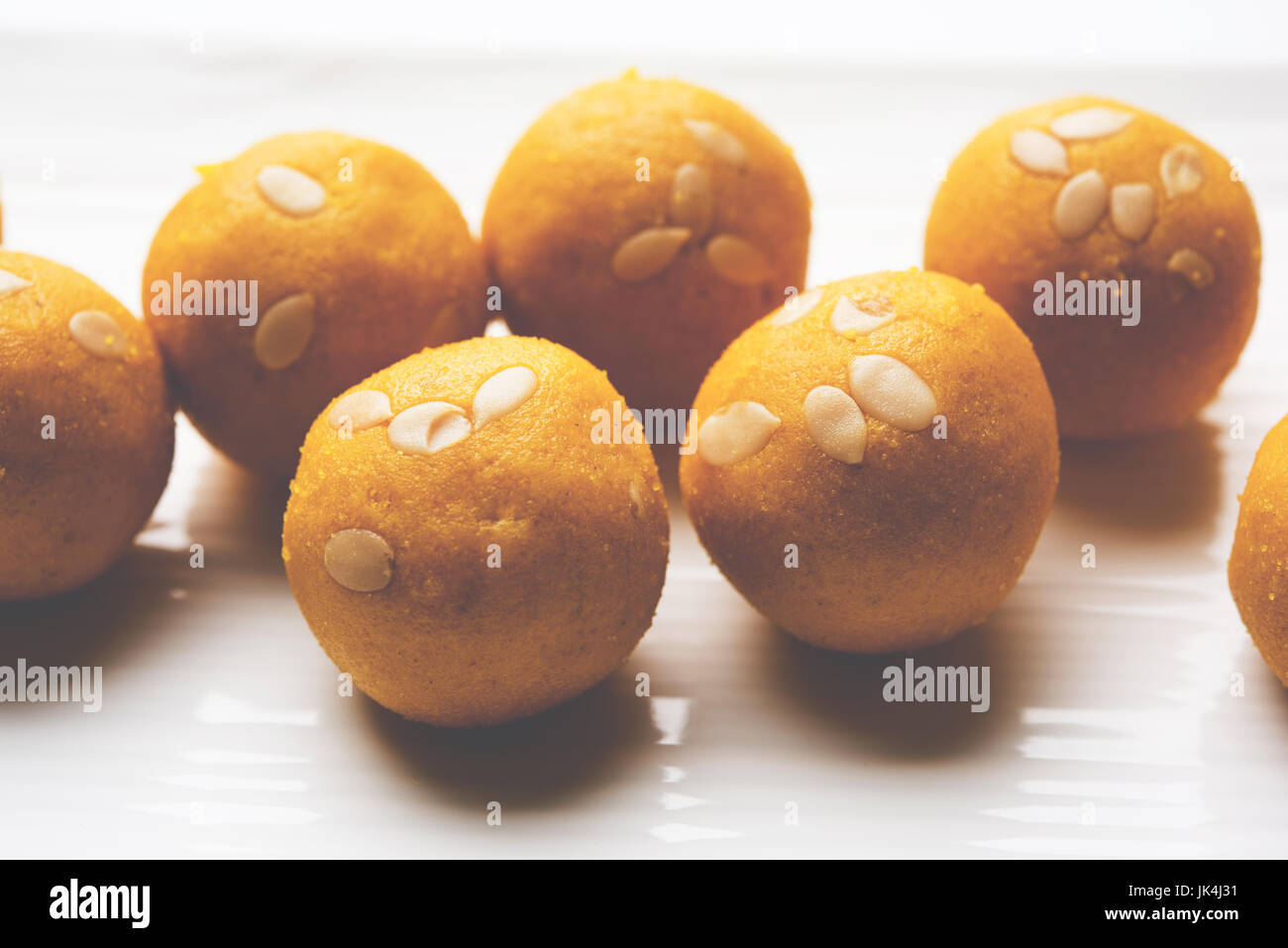 Besan (gram flour) laddoos, an Indian sweet food "Besan Laddu Stock ...