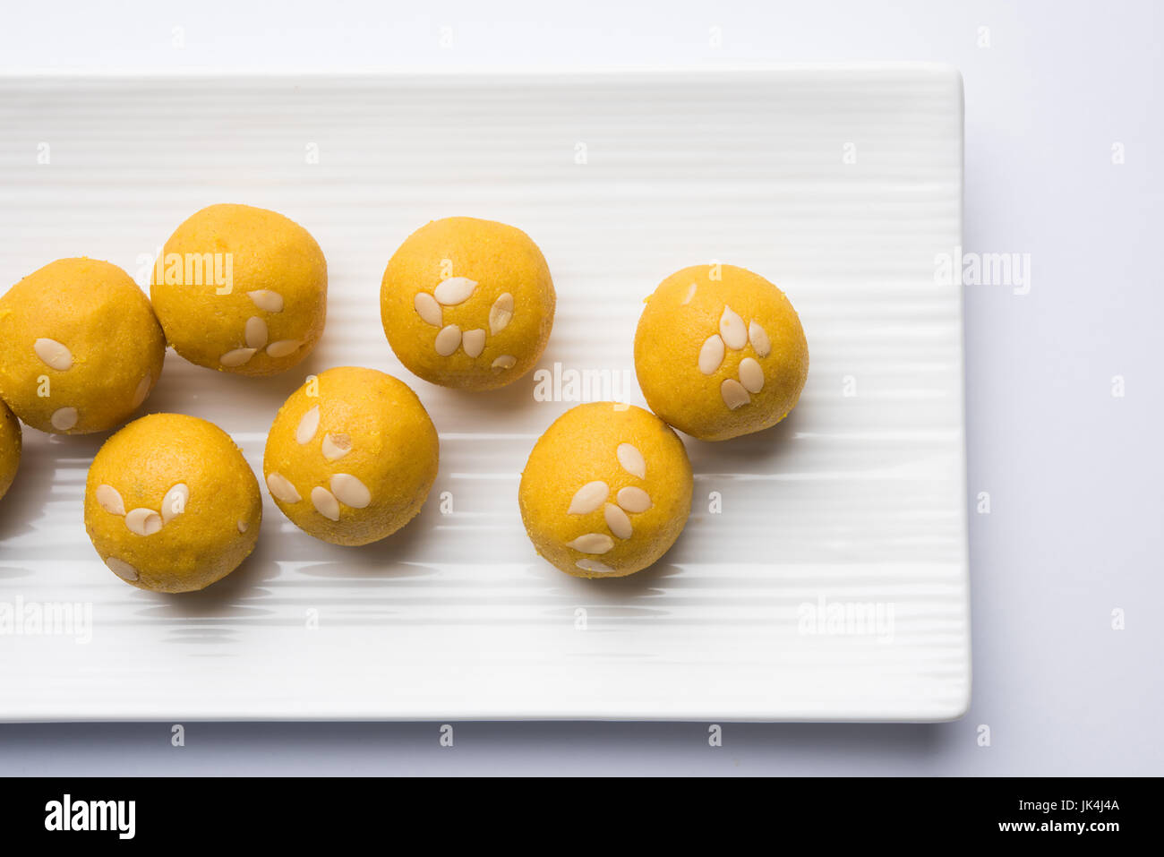 Besan (gram flour) laddoos, an Indian sweet food "Besan Laddu Stock ...