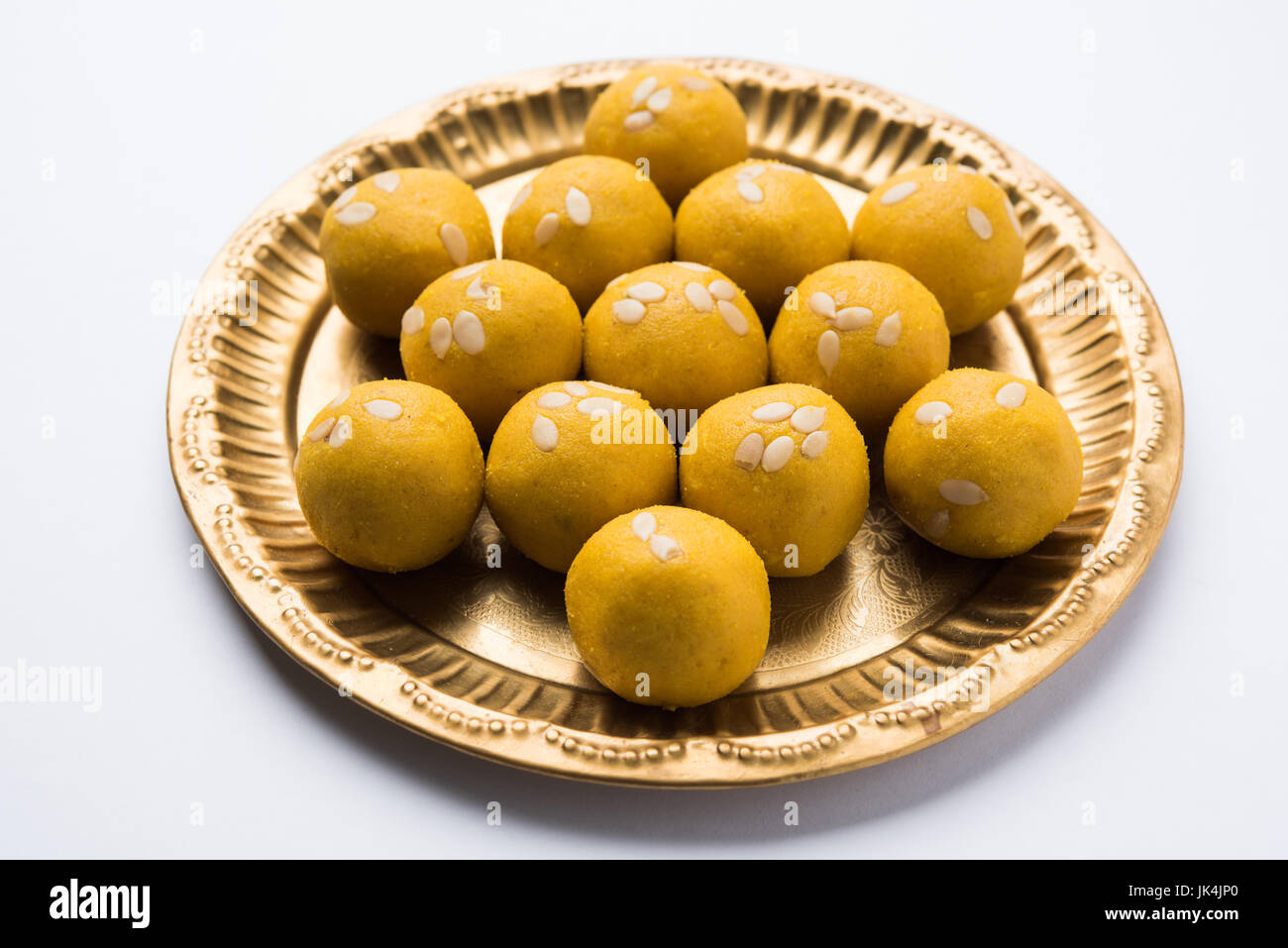 Besan (gram flour) laddoos, an Indian sweet food "Besan Laddu Stock ...