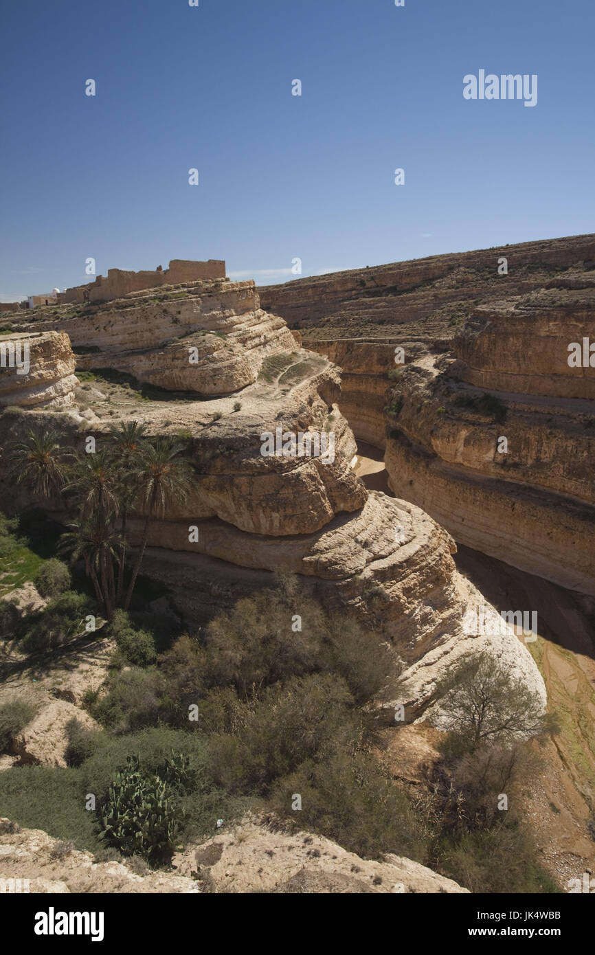 Tunisia, The Jerid Area, Gorges de Selja, Mides, view of gorge and ...
