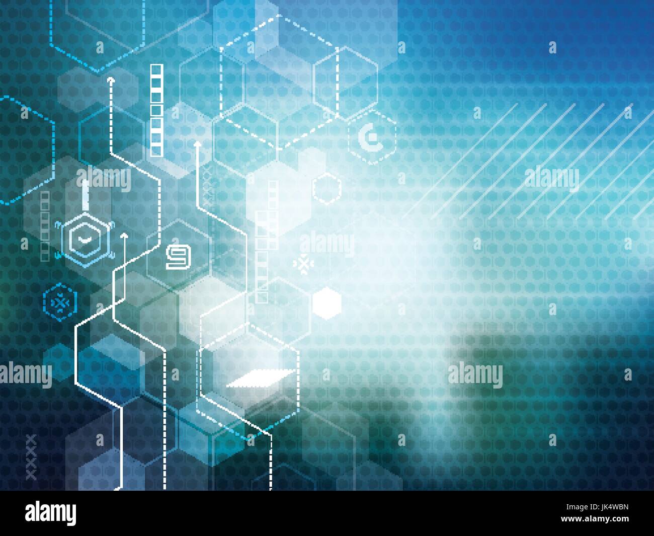 Blue abstract technology background with hexagons in vector Stock ...