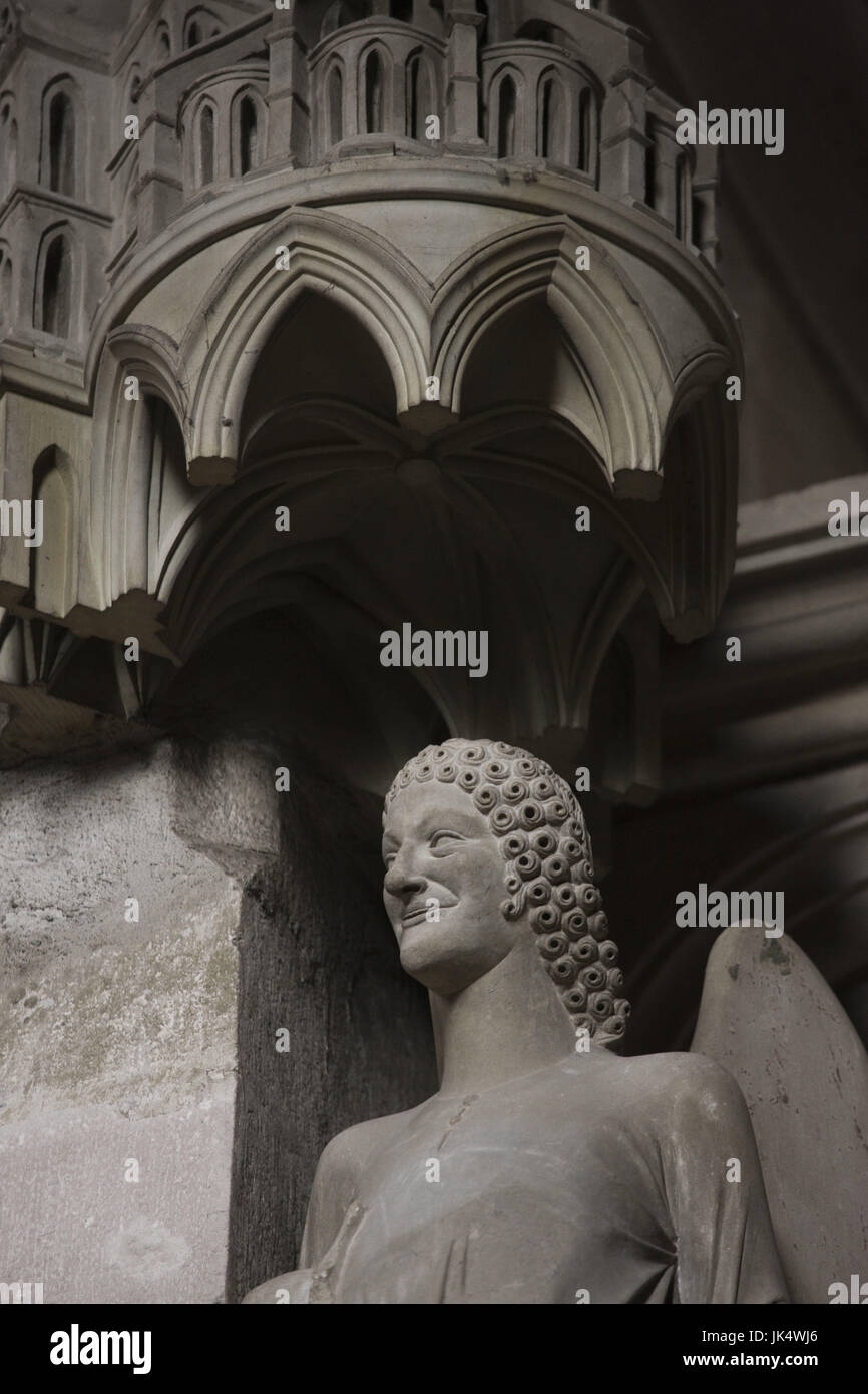 Germany, Bavaria, Bamberg, Bamberg Dom Cathedral, Smiling Angel Statue ...
