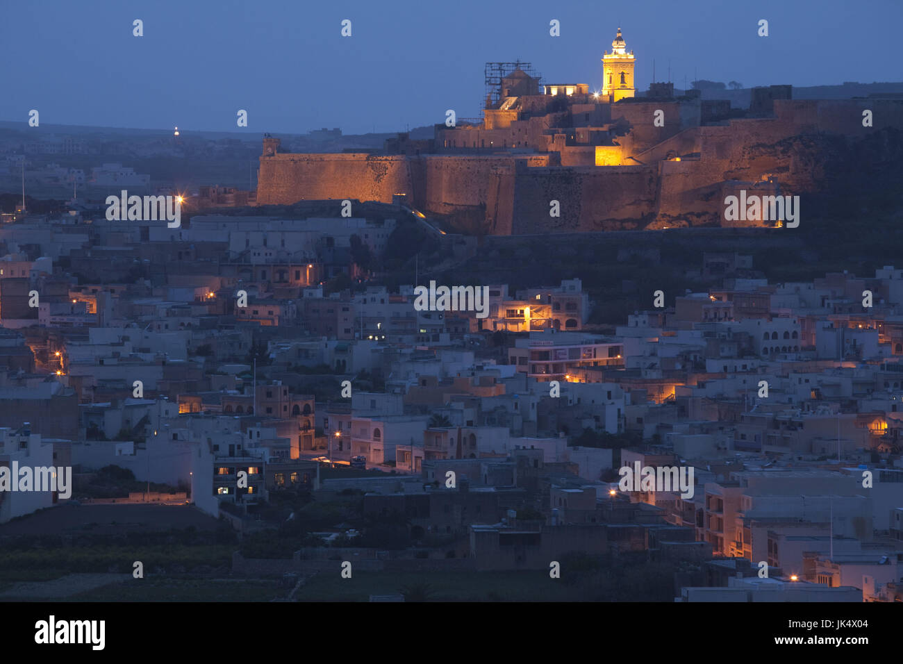 Malta, Gozo Island, Victoria-Rabat, elevated view of town and Il ...